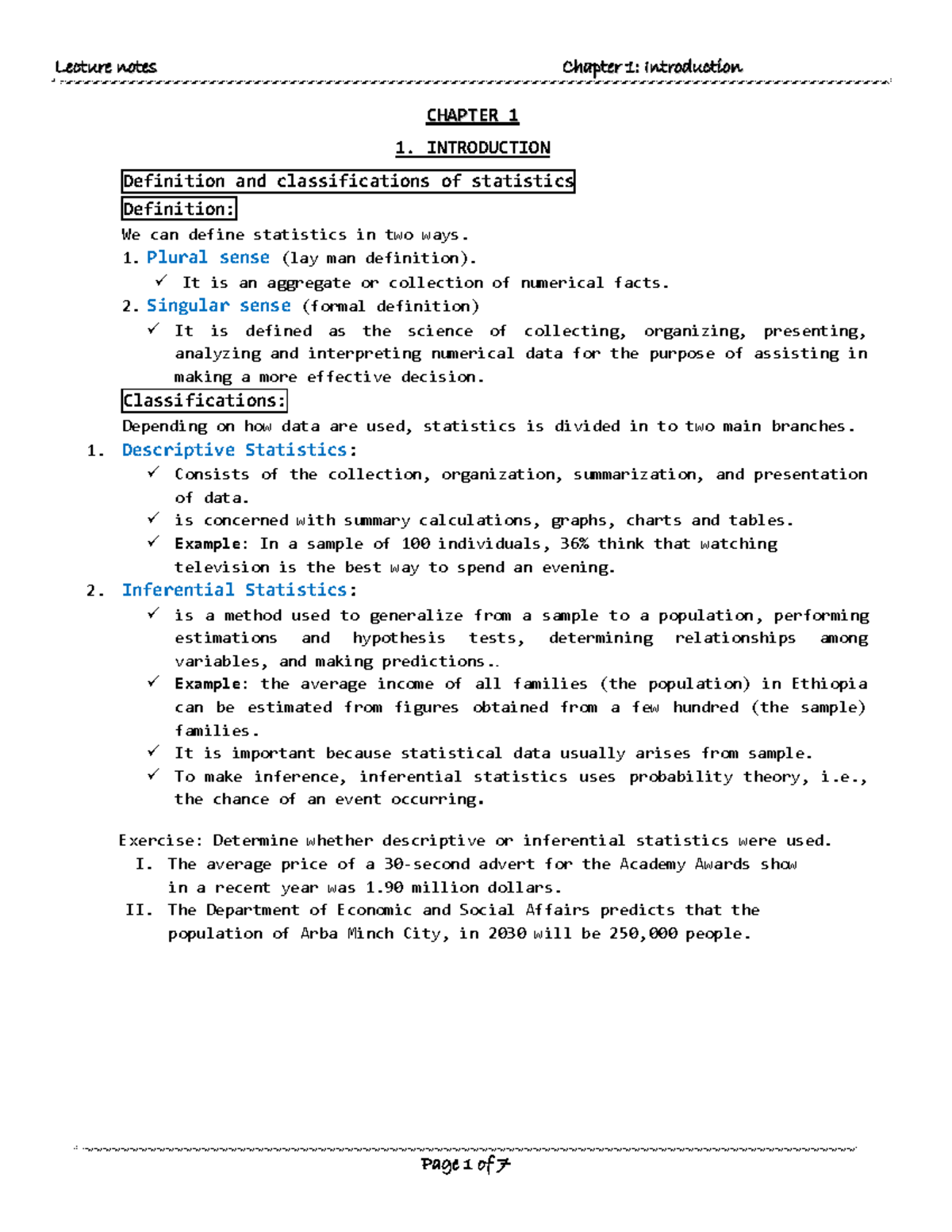 Introduction to statistics - C CHHAAPPTTEERR 11 1. INTRODUCTION ...