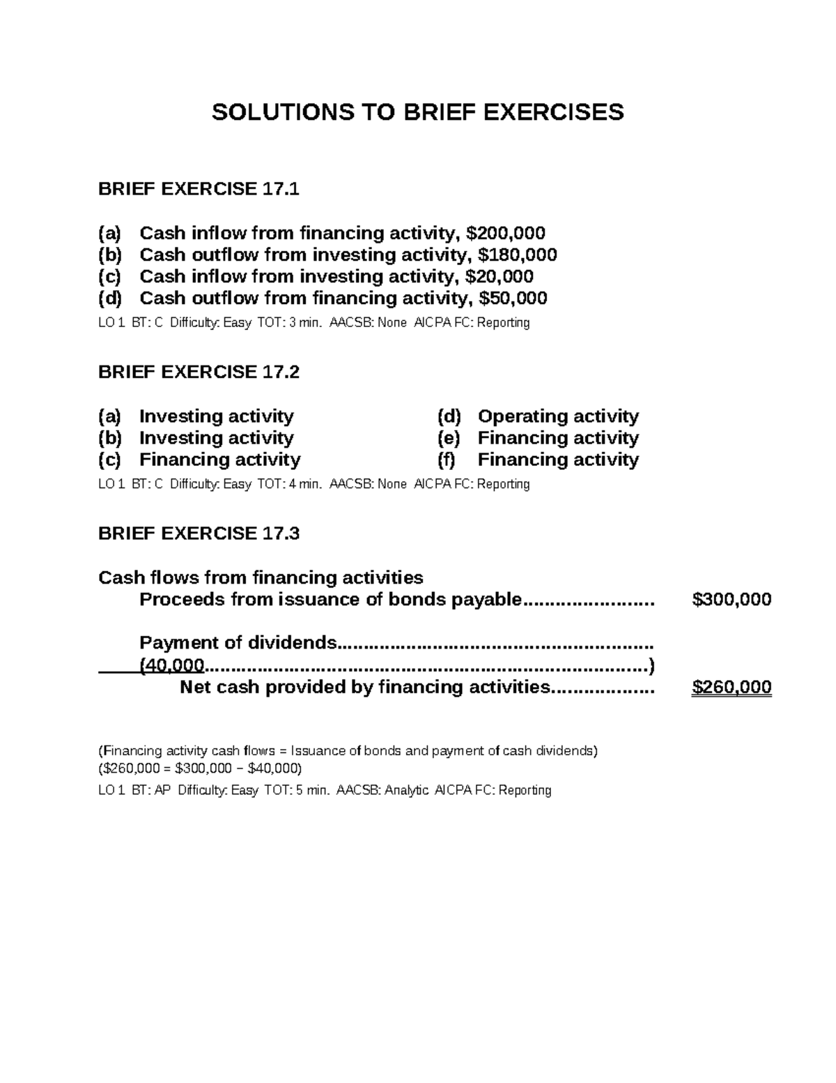 Brief Exercises Chapter 17 Solutions - SOLUTIONS TO BRIEF EXERCISES ...