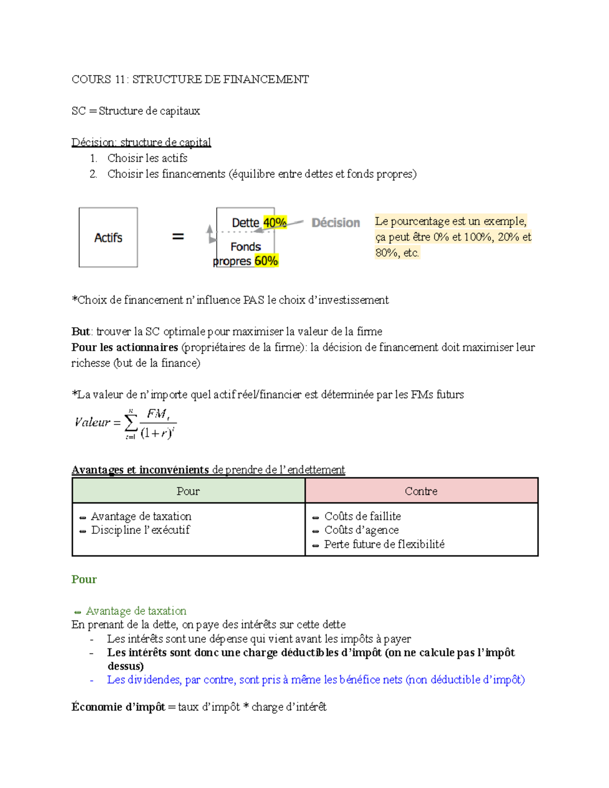 Cours 11 Structure DE Financement - COURS 11: STRUCTURE DE FINANCEMENT ...