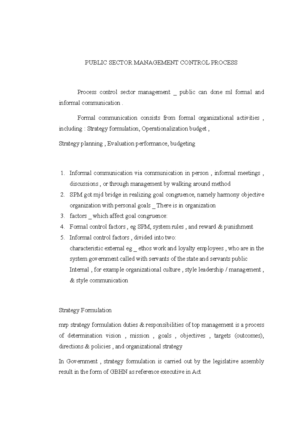 Public Sector Management Control Process - PUBLIC SECTOR MANAGEMENT ...