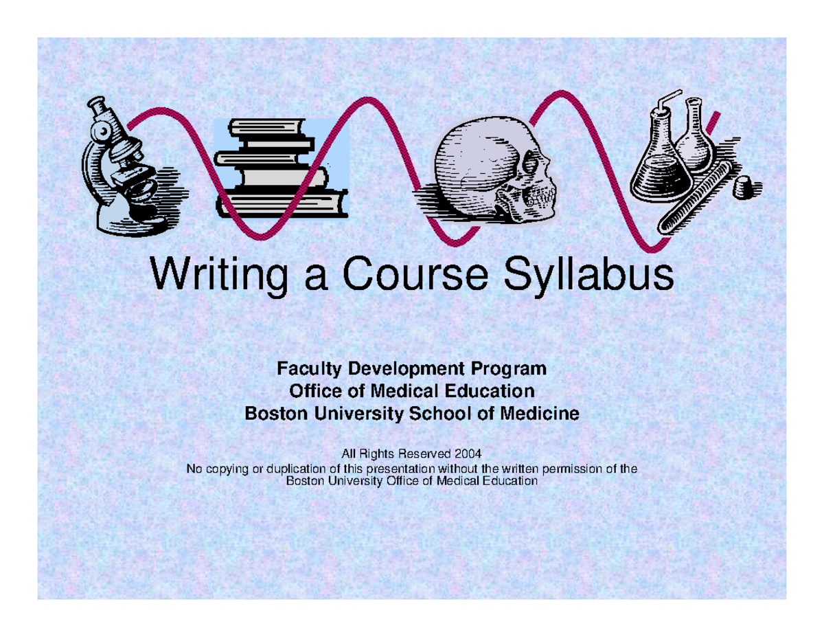 Writing ACourse Syllabus - Writing a Course Syllabus Faculty ...