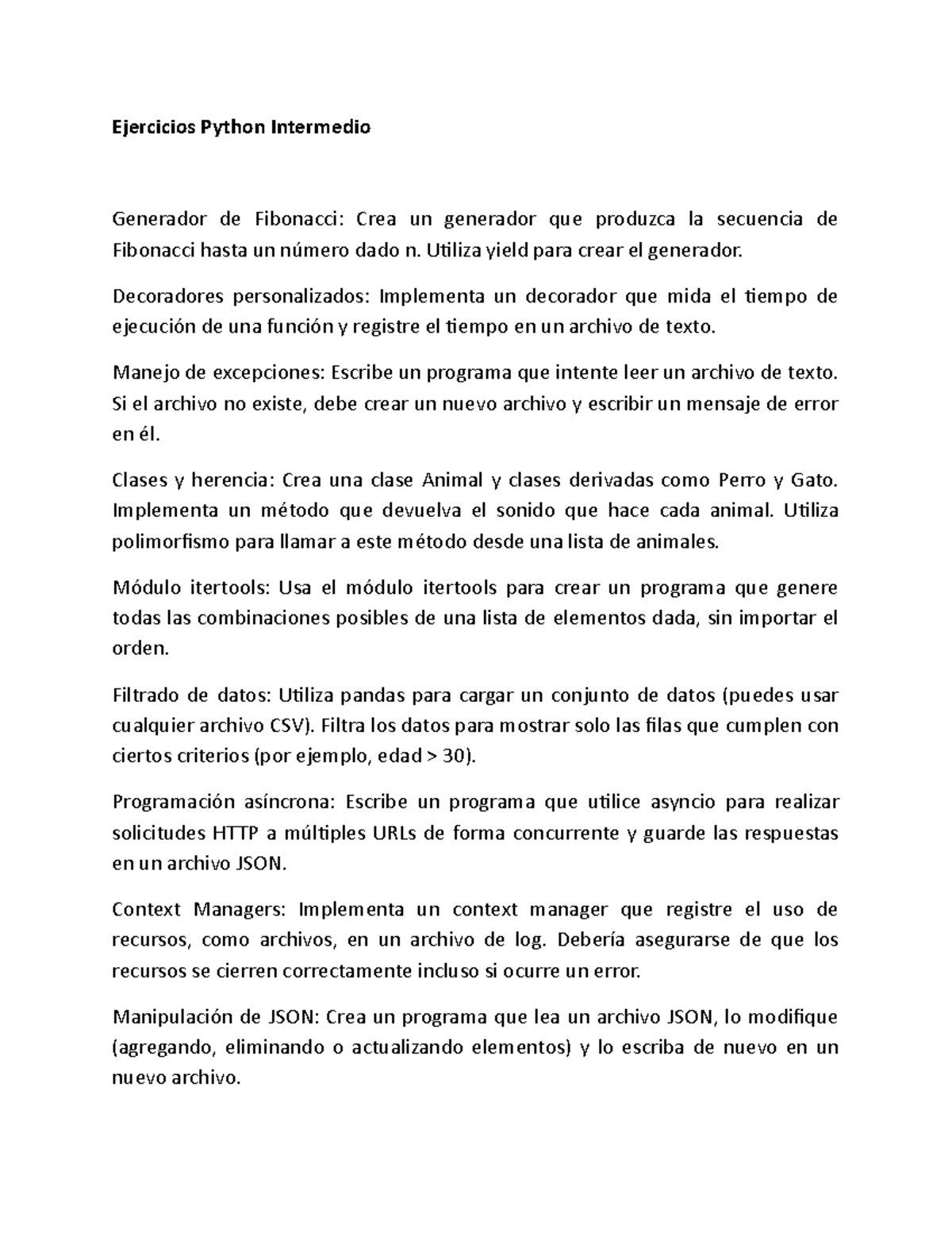 Ejercicios Intermedio Python - Ejercicios Python Intermedio Generador de Fibonacci: Crea un ...