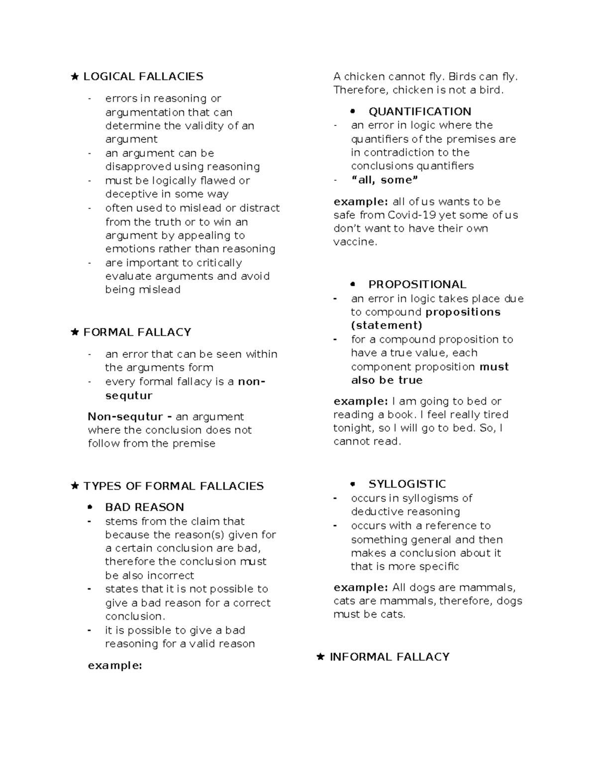 English reviewer - sdadsada - LOGICAL FALLACIES errors in reasoning or argumentation that can ...