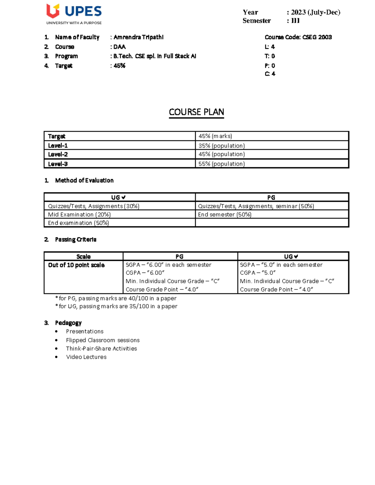 - okay - Semester : III 1. Name of Faculty : Amrendra Tripathi Course ...