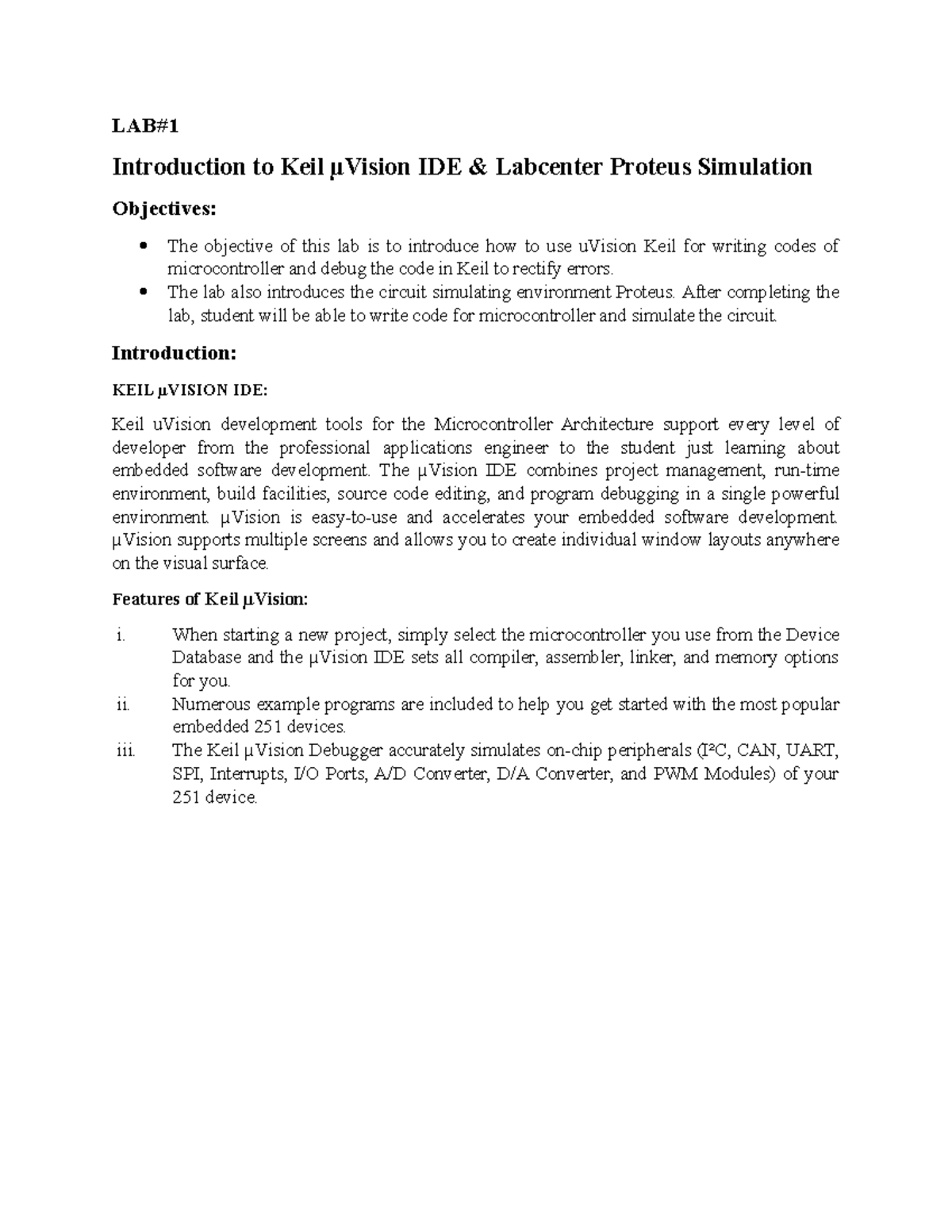 Labone MP - good report - LAB# Introduction to Keil μVision IDE & Labcenter Proteus Simulation ...