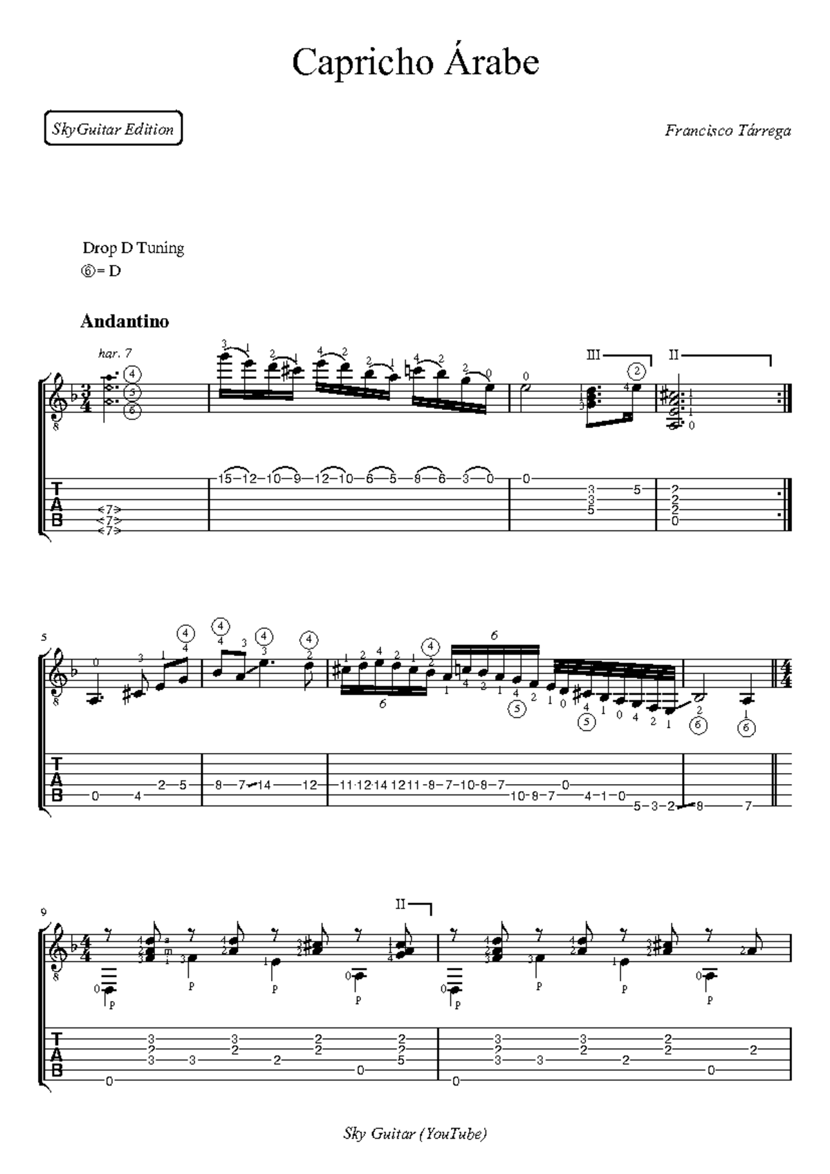 Capricho Arabe Sky Guitar - Capricho Árabe Francisco Tárrega 5 9 - Studocu
