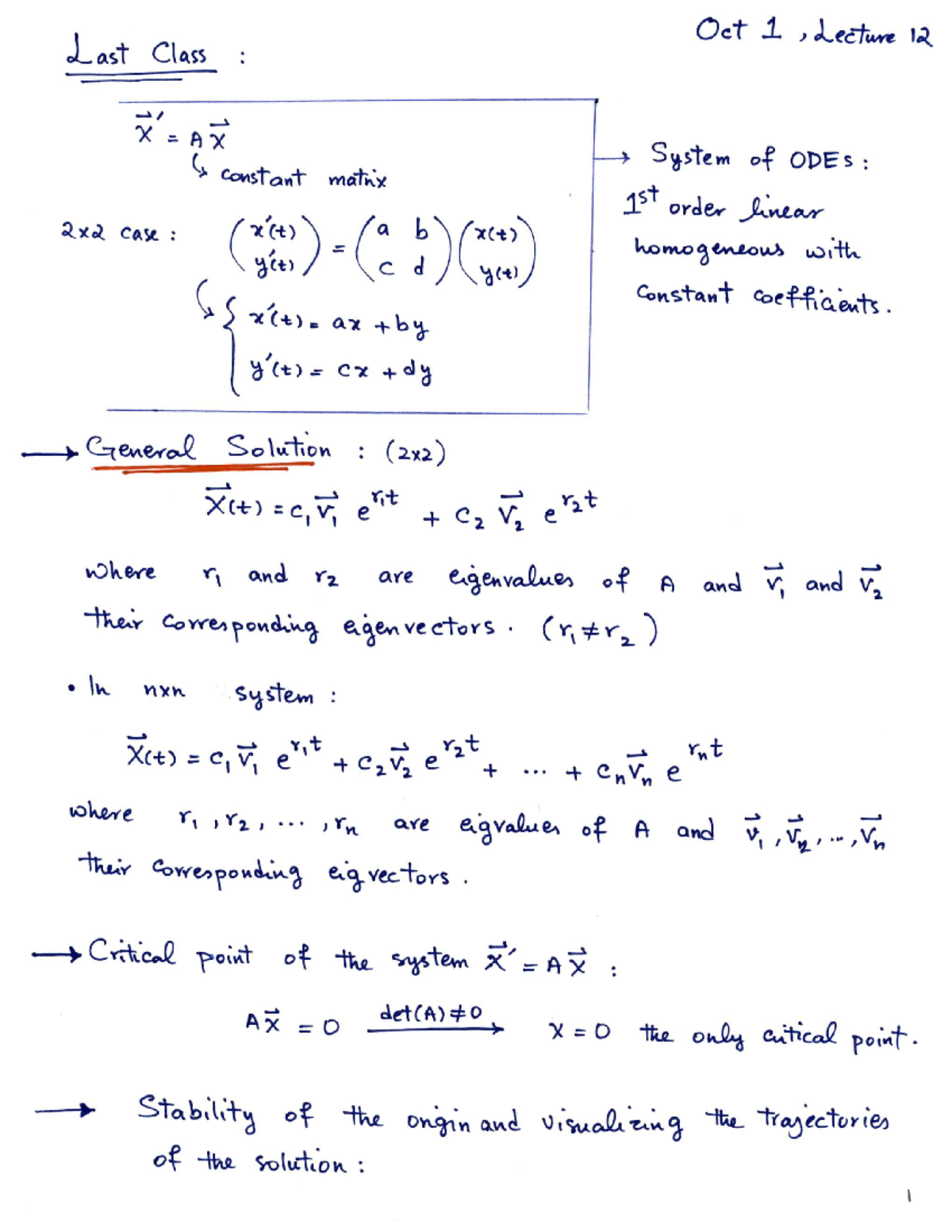 Lec12 - Handwritten lecture notes - OCT .1 )tLCC'Tm '91 SgSTQm 0-? ODES ...