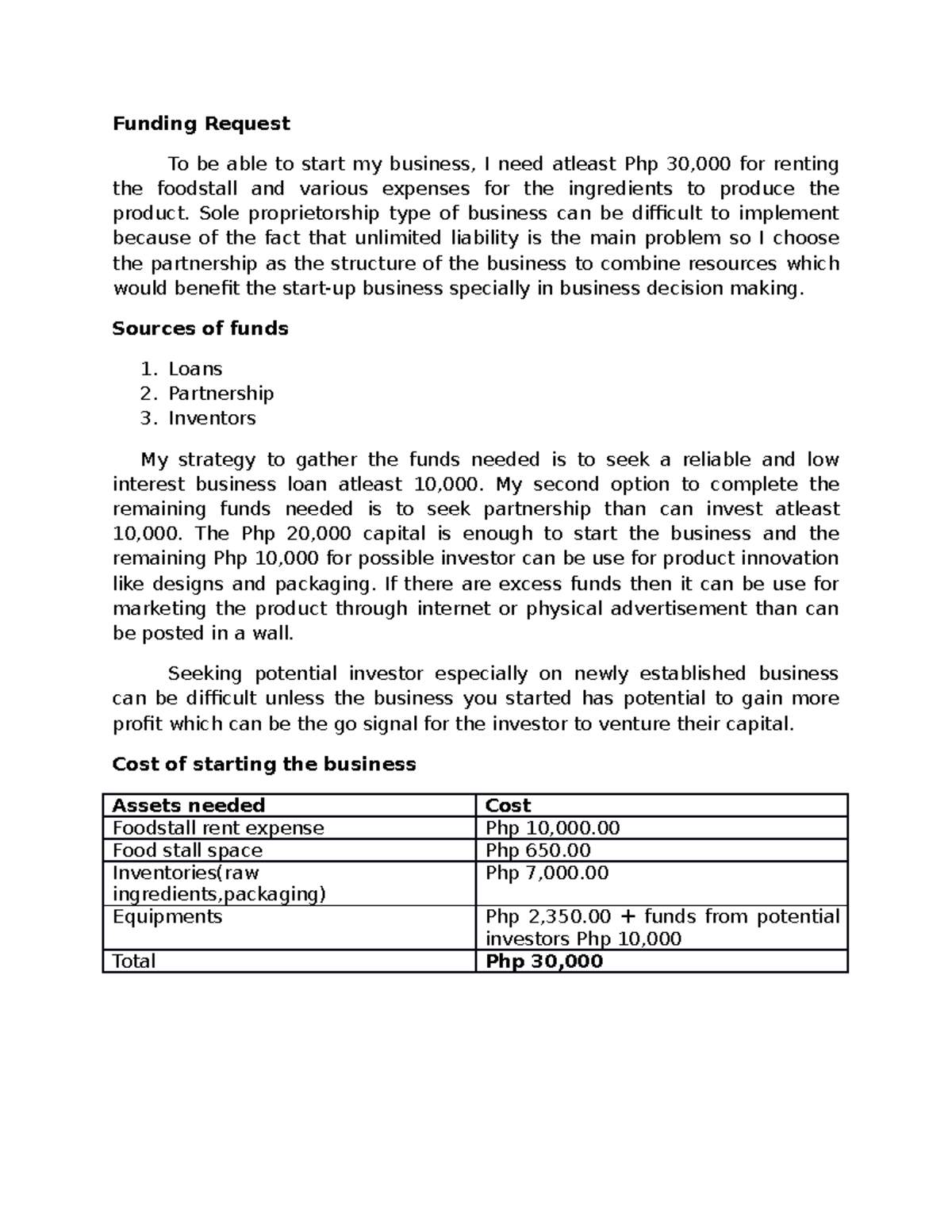 Funding Request - haveeeee - Funding Request To be able to start my ...