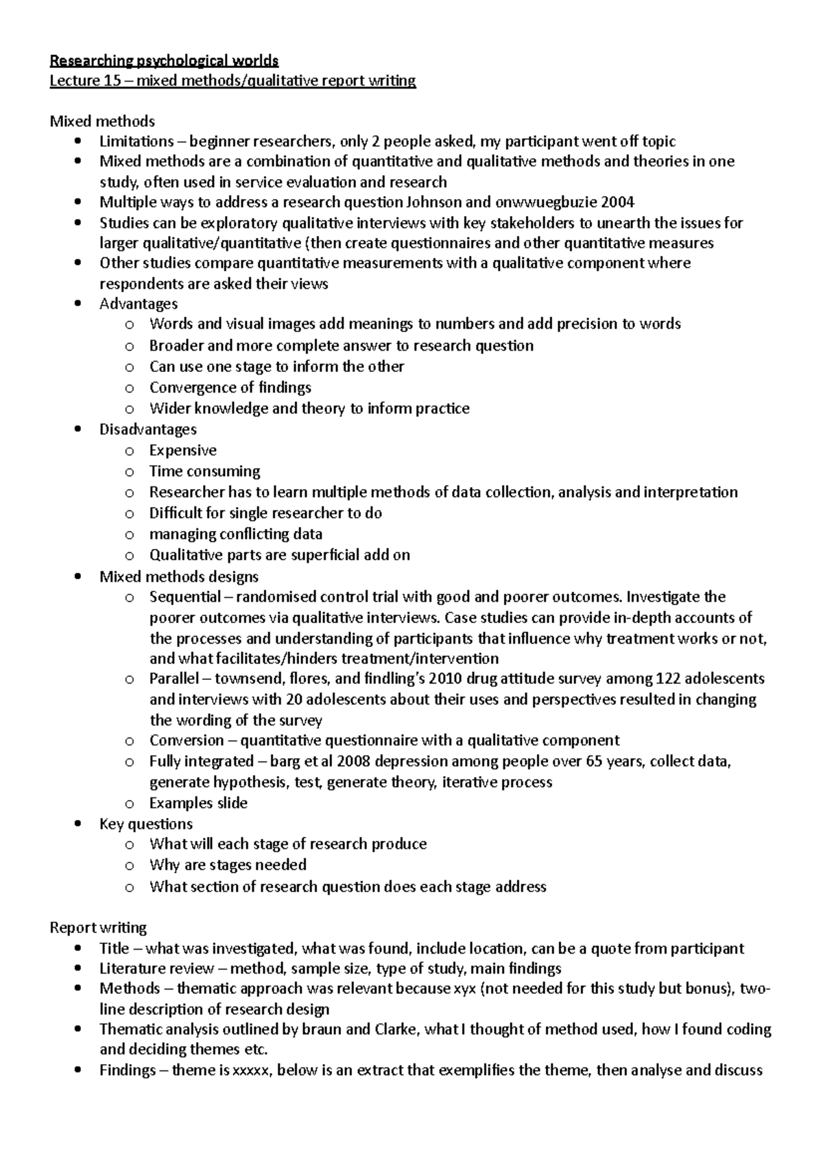 L15 - Mixed Methods Report Write-up - Researching psychological worlds ...