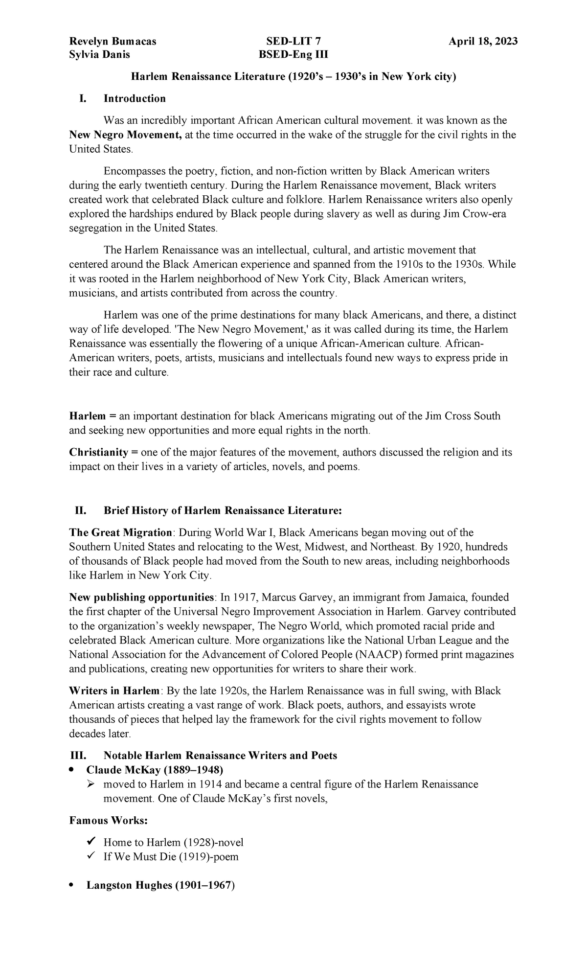 Harlem Renaissance Literature - Introduction Was an incredibly ...