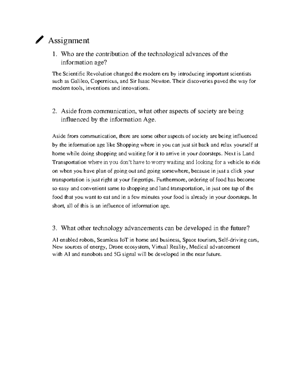 Assignment - Who are the contribution of the technological advances of ...