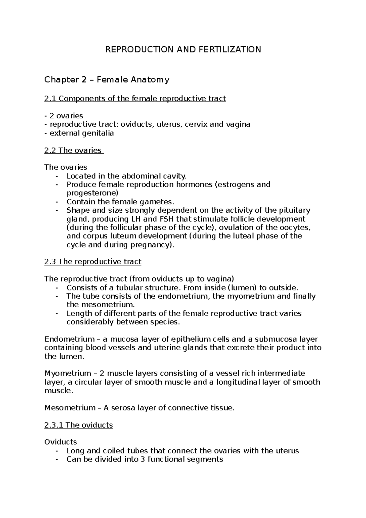 Reproduction AND Fertilization - REPRODUCTION AND FERTILIZATION Chapter ...