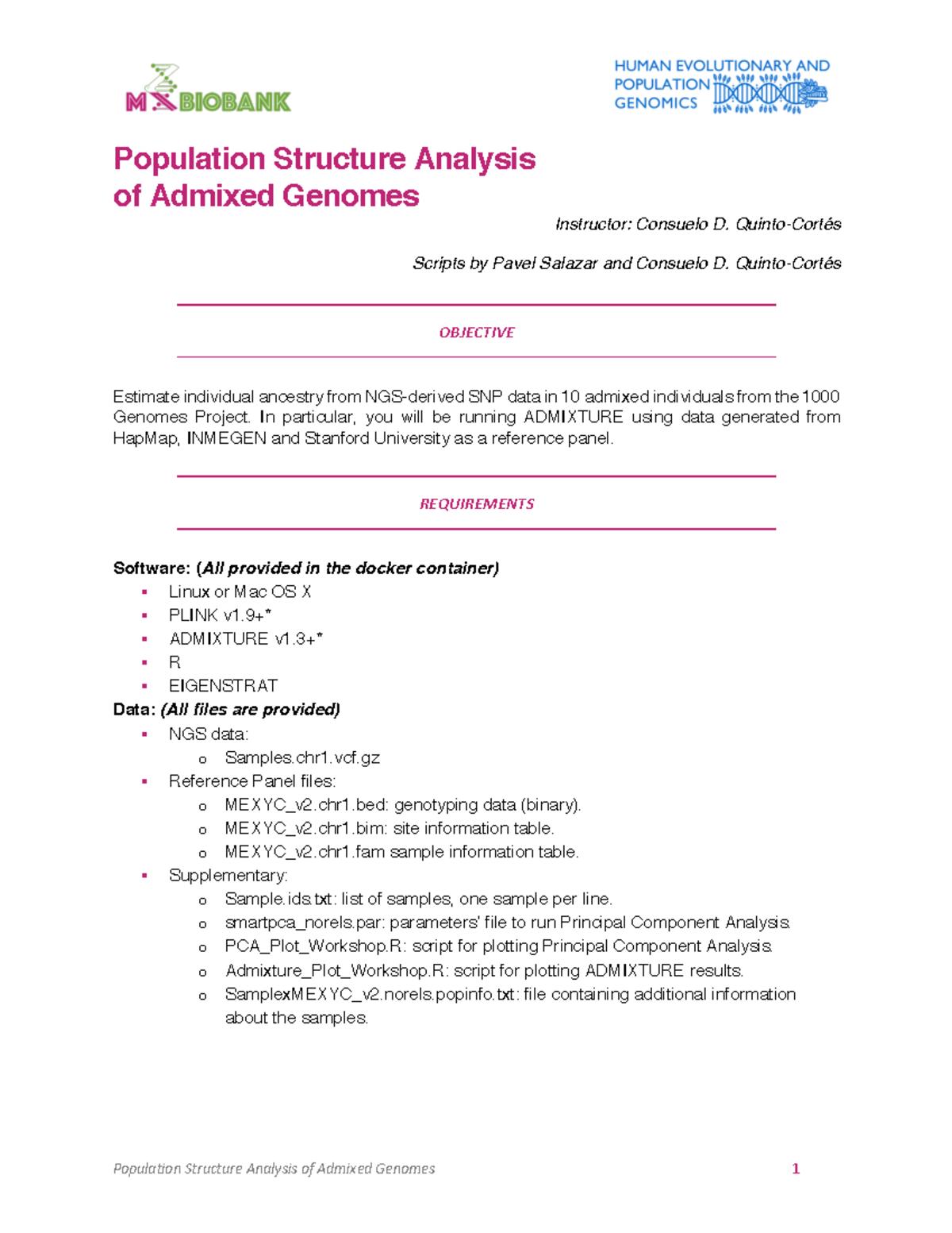 Population Structure Analysis of Admixed Genomes MXB Workshop ...