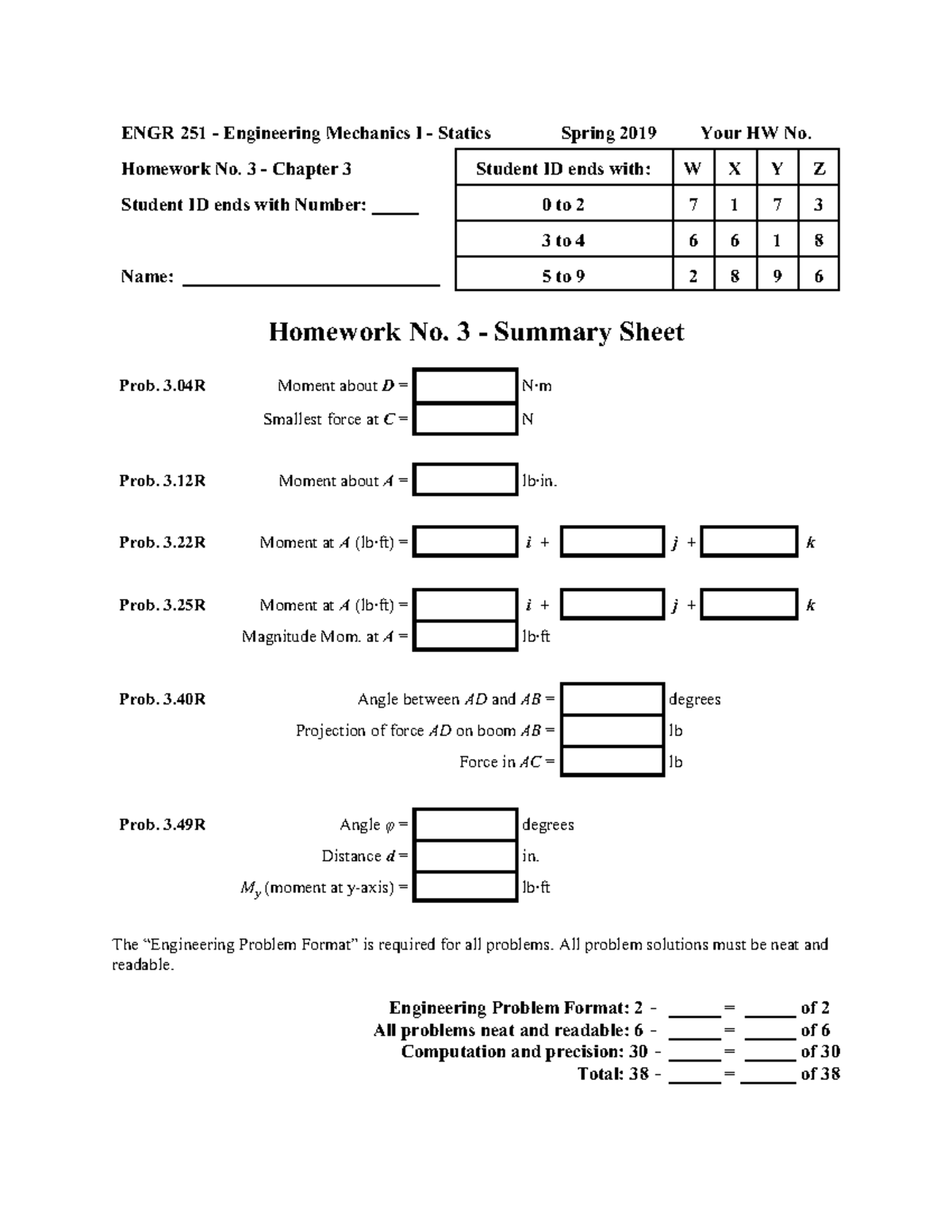 ENGR251 S19 HW3 Ch3 Problems - ENGR 251 - Engineering Mechanics I - Statics Homework No. 3 ...
