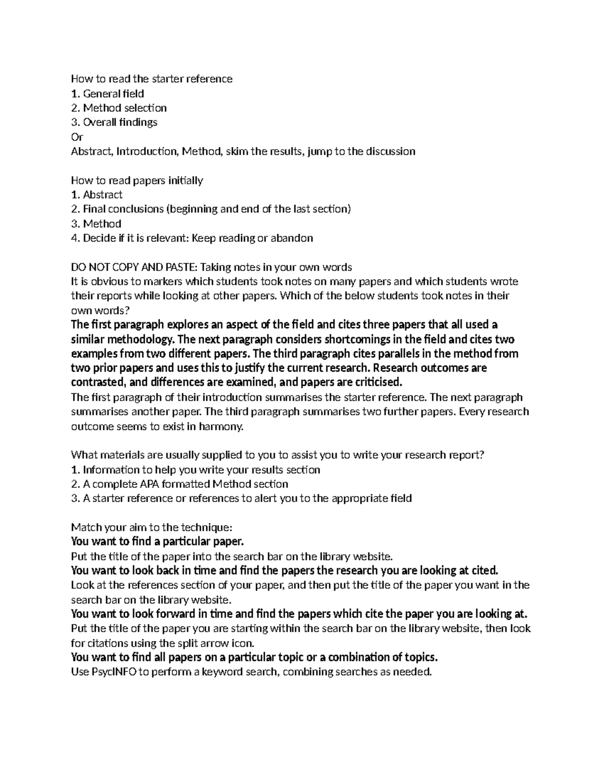 Notes for the research paper - How to read the starter reference ...