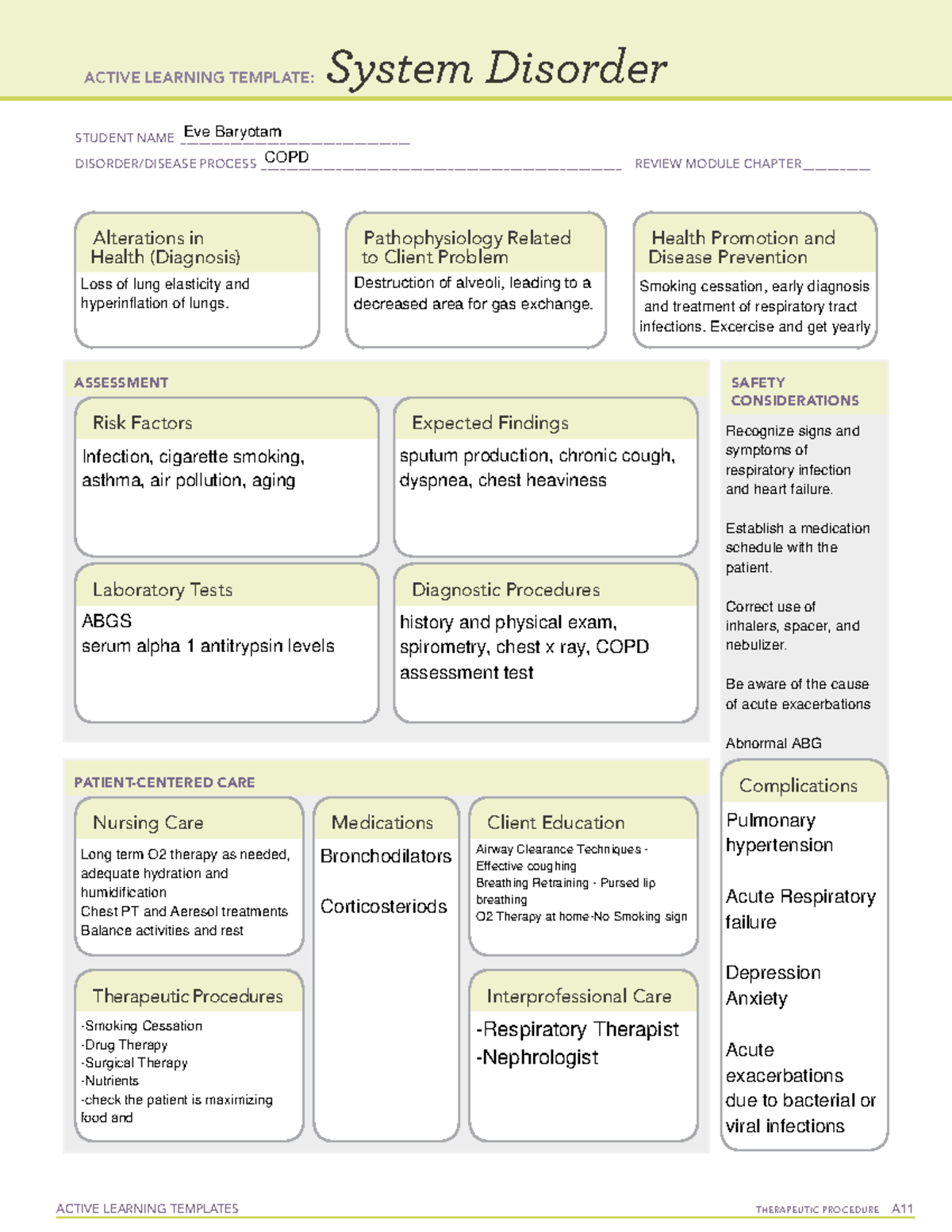 System Disorder-COPD-1-1 - ACTIVE LEARNING TEMPLATES TherapeuTic ...