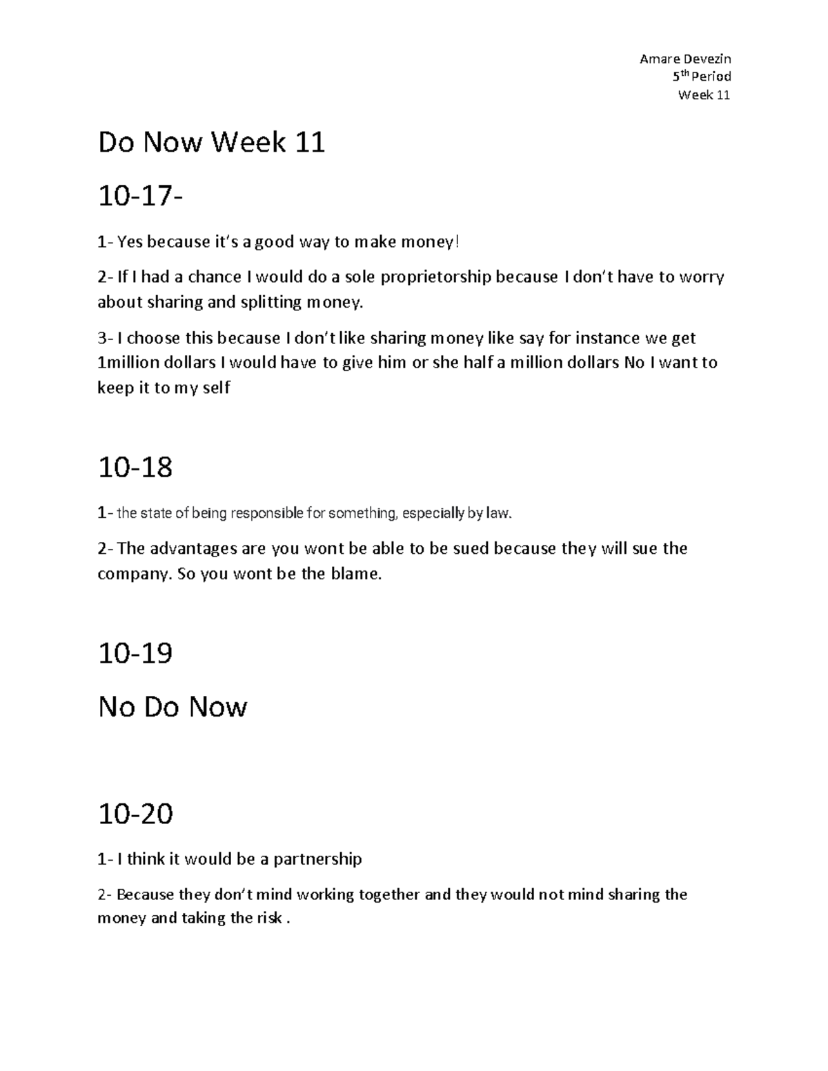 Document 72 - DO Now - Amare Devezin 5 th Period Week 11 Do Now Week 11 ...