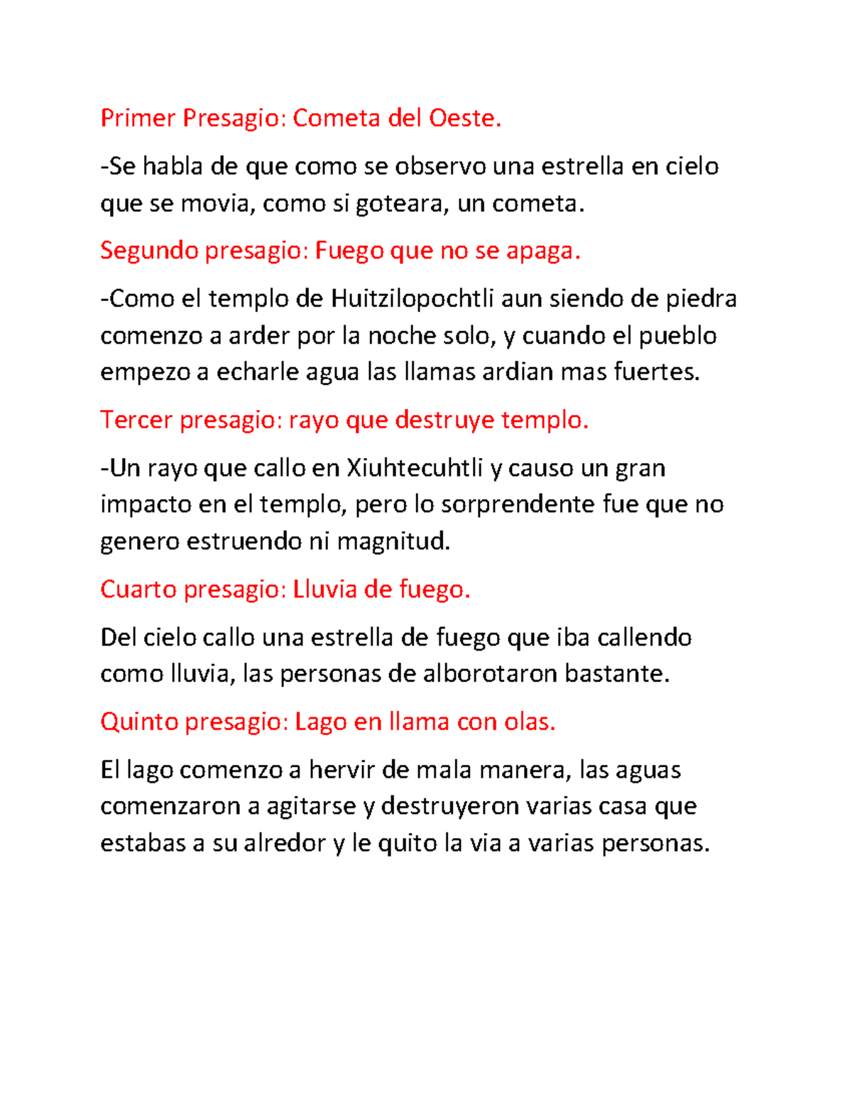 los 8 presagios respuestas miguel martin. - Primer Presagio: Cometa del ...