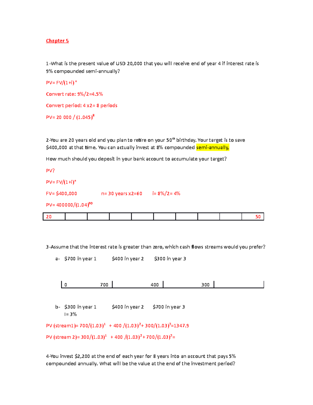 Review chapter 4,5,6 + summary and solving - Chapter 5 1-What is the ...