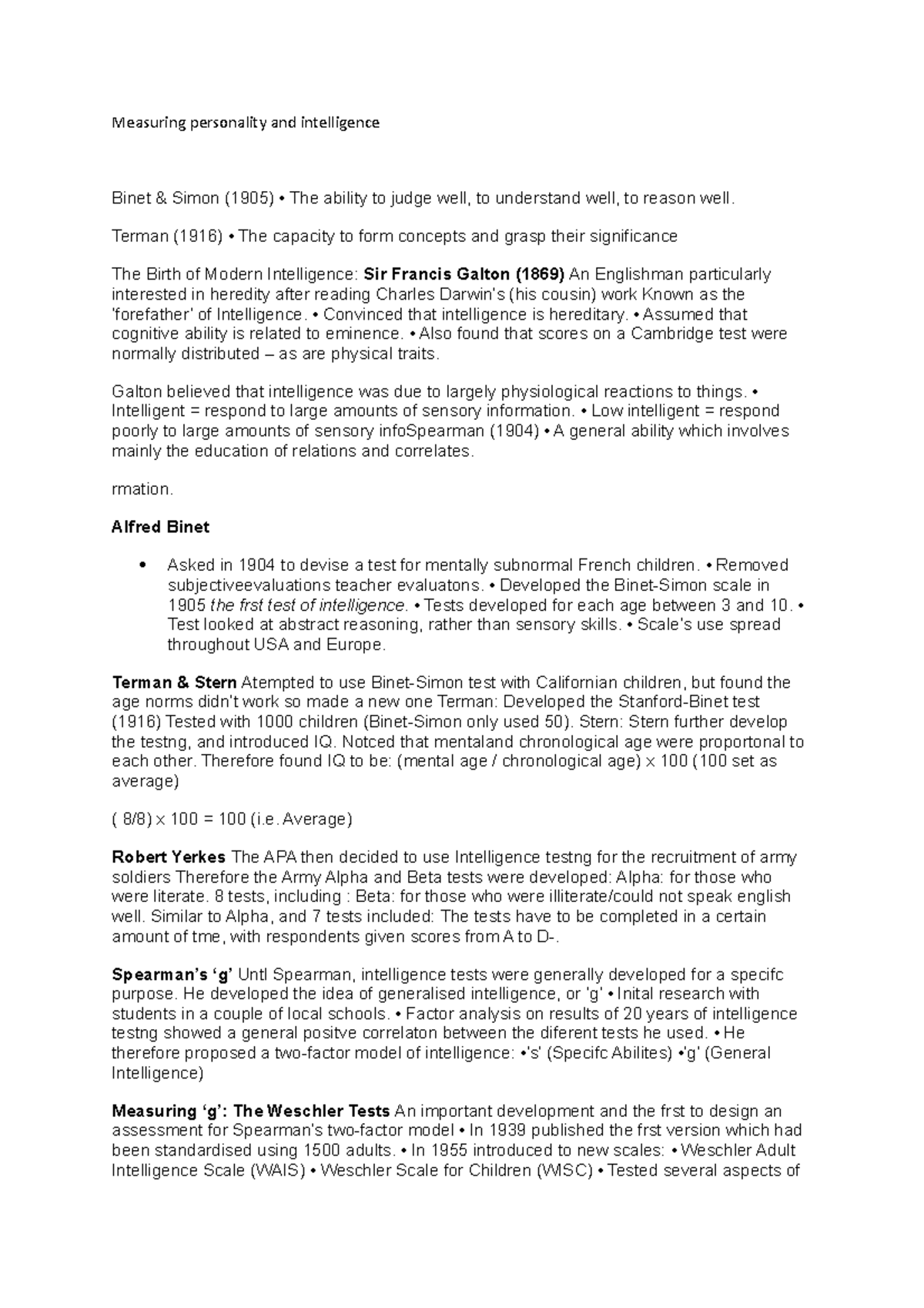 Measuring personality and intelligence - Terman (1916) • The capacity ...