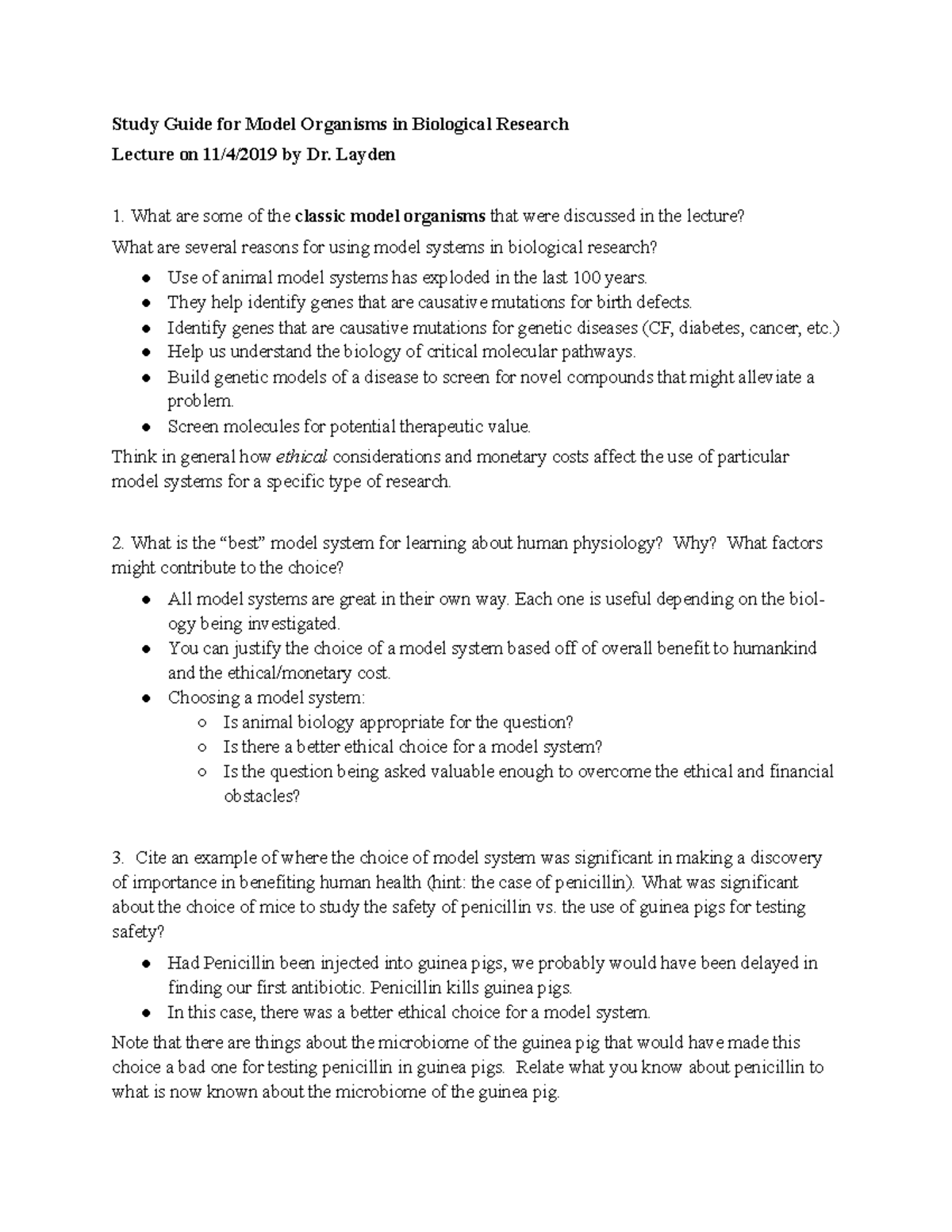 Model Organisms in Biological Research - Layden What are some of the ...