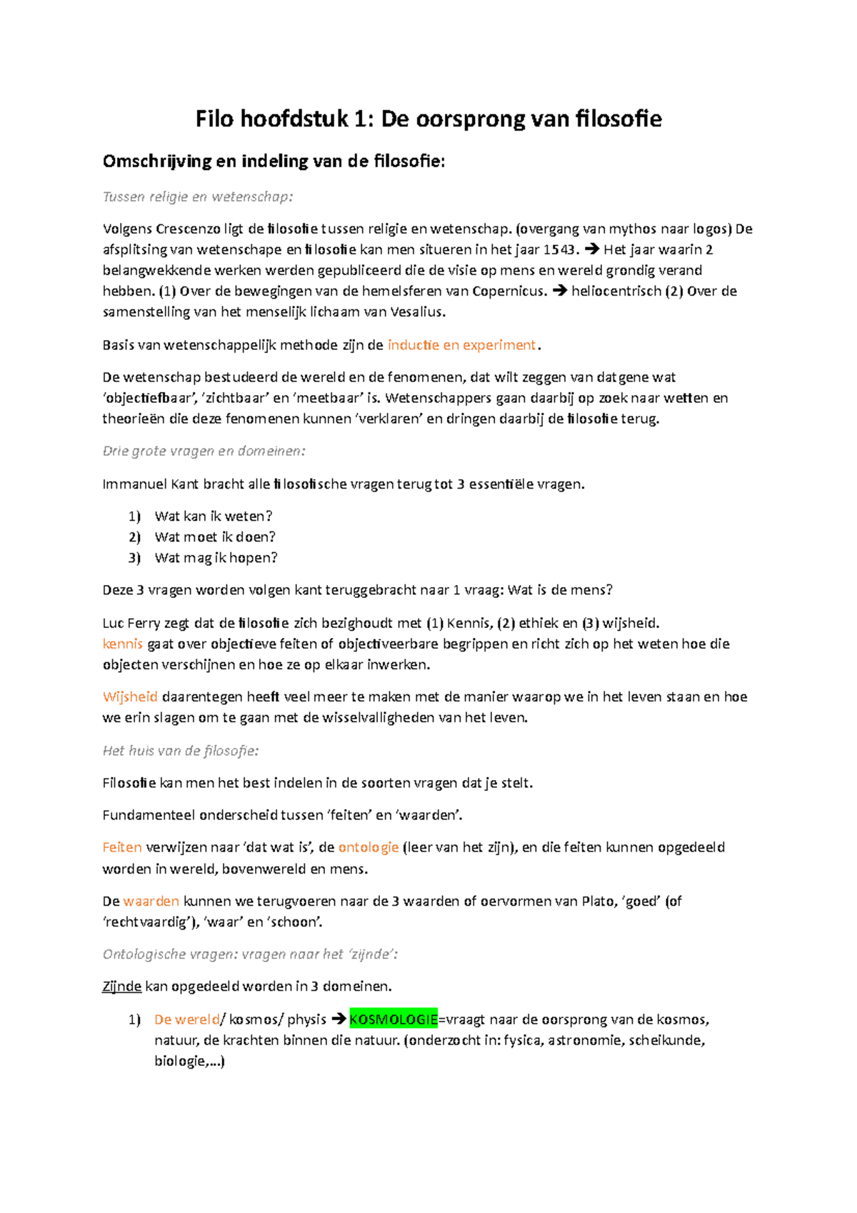 Filo hoofdstuk 1 BOEK-KEN JEZELF - Filo hoofdstuk 1: De oorsprong van filosofie Omschrijving en ...