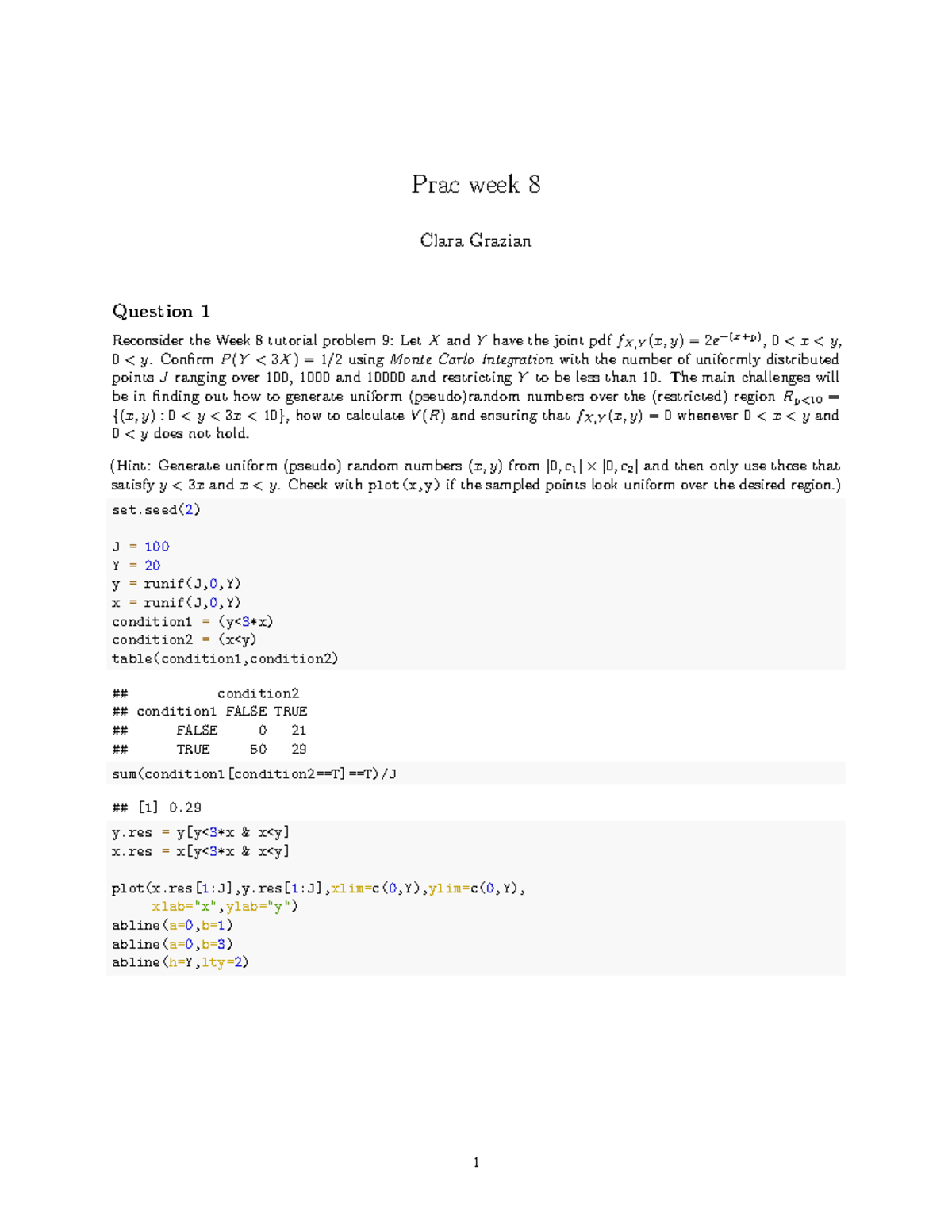 Comp08sol - good to use - Prac week 8 Clara Grazian Question 1 Reconsider the Week 8 tutorial ...