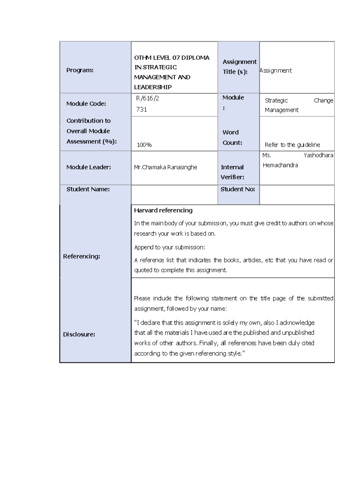 Gpdocs Azkiya - Program: OTHM LEVEL 07 DIPLOMA IN STRATEGIC MANAGEMENT AND LEADERSHIP Assignment ...