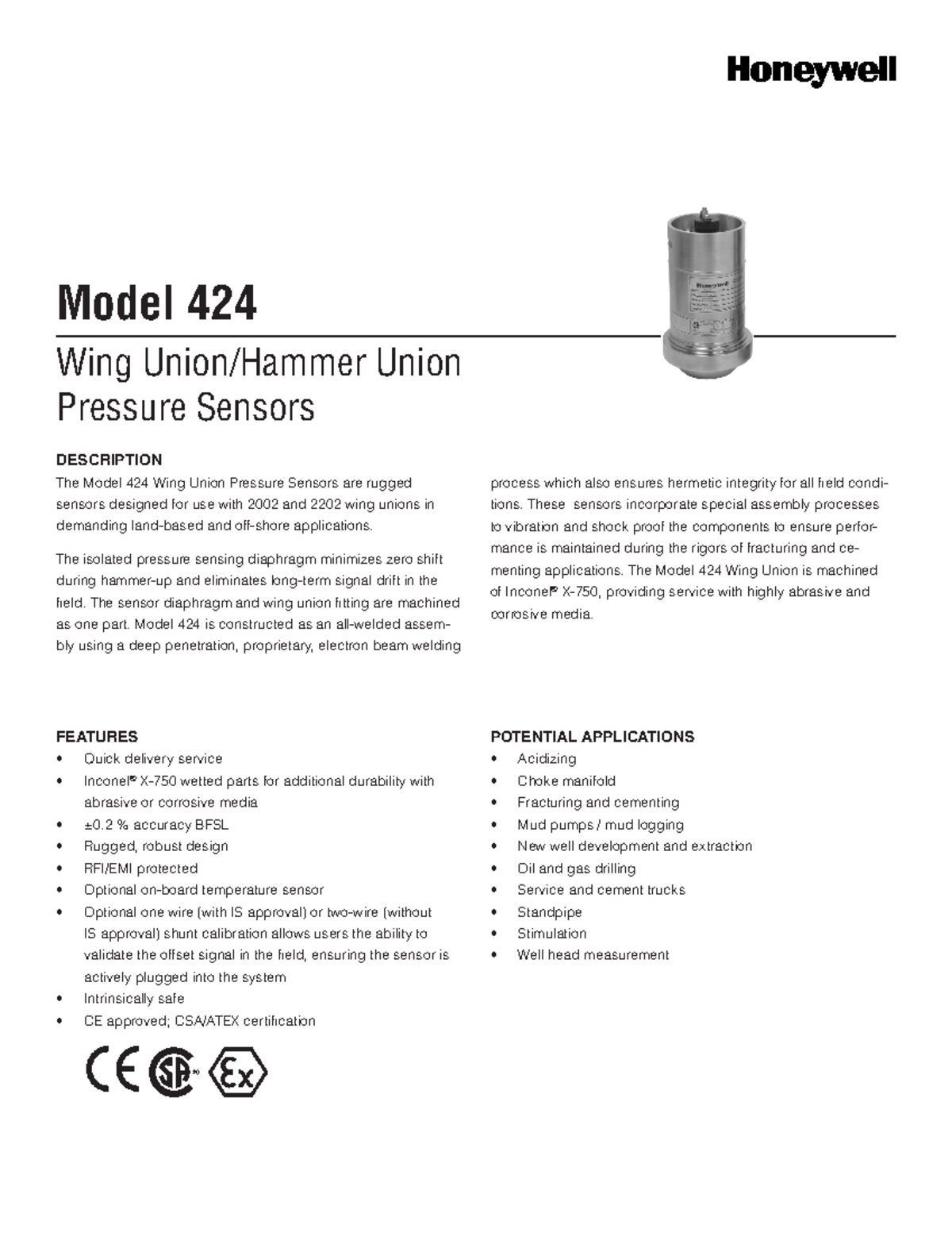 Anexo 1A - Wing Union/Hammer Union Pressure Sensors DESCRIPTION ...