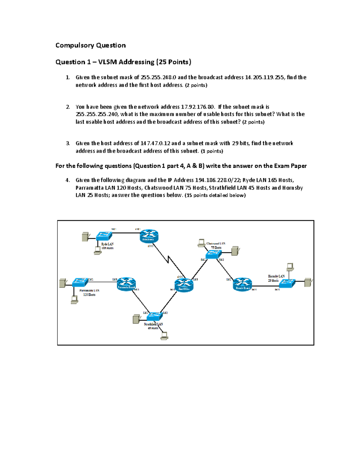 Sample Compulsory Question 1 - Subnetting-1 - Compulsory Question - Studocu