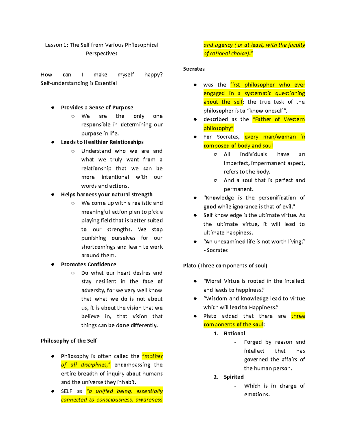 UTS Reviewer - for your midterm exam - Lesson 1: The Self from Various ...