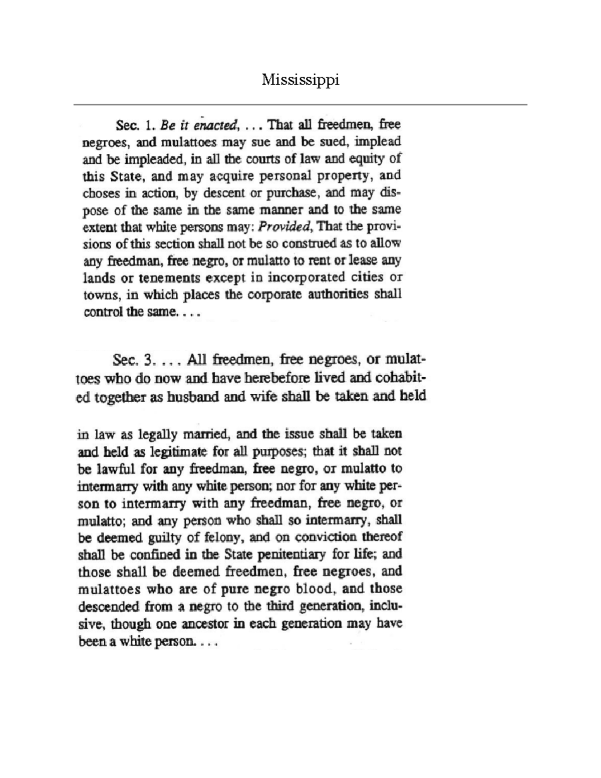 Black Codes Documents - MATH 2010 - Mississippi St. Landry Parish ...
