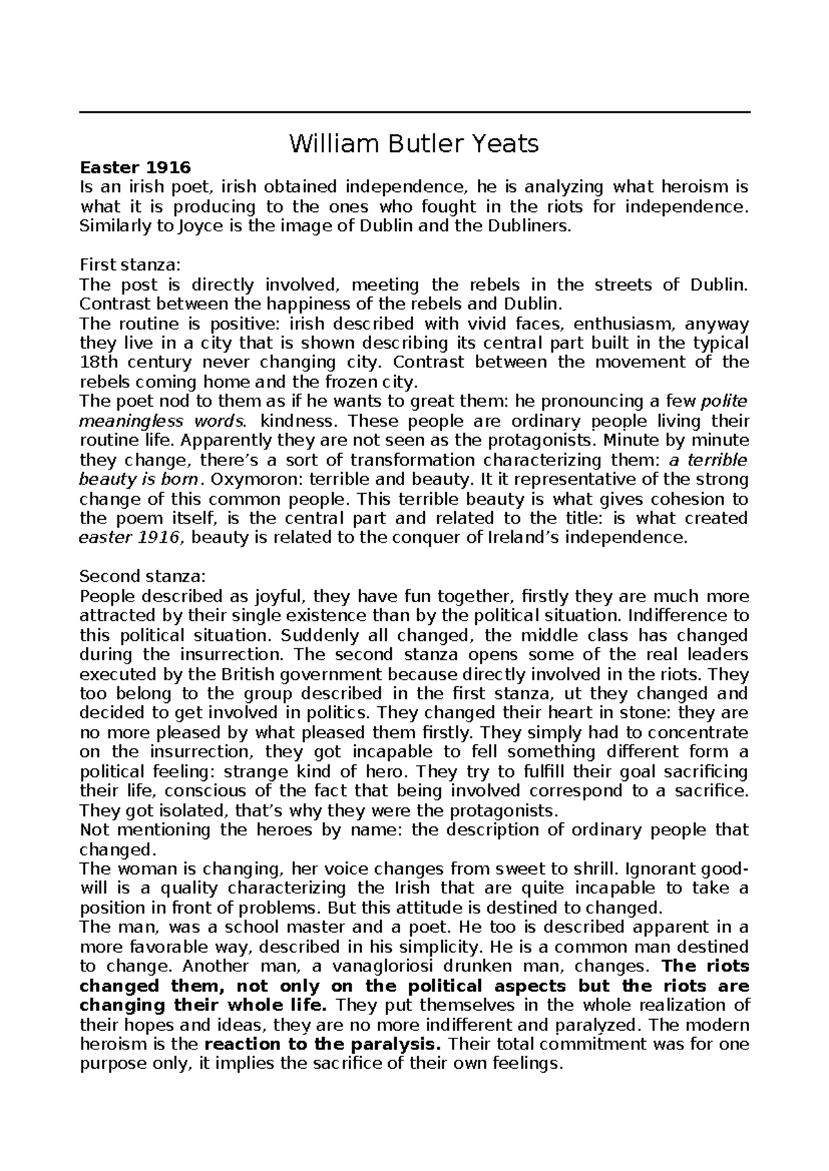 Yeats - William Butler Yeats Easter 1916 Is an irish poet, irish obtained independence, he is ...