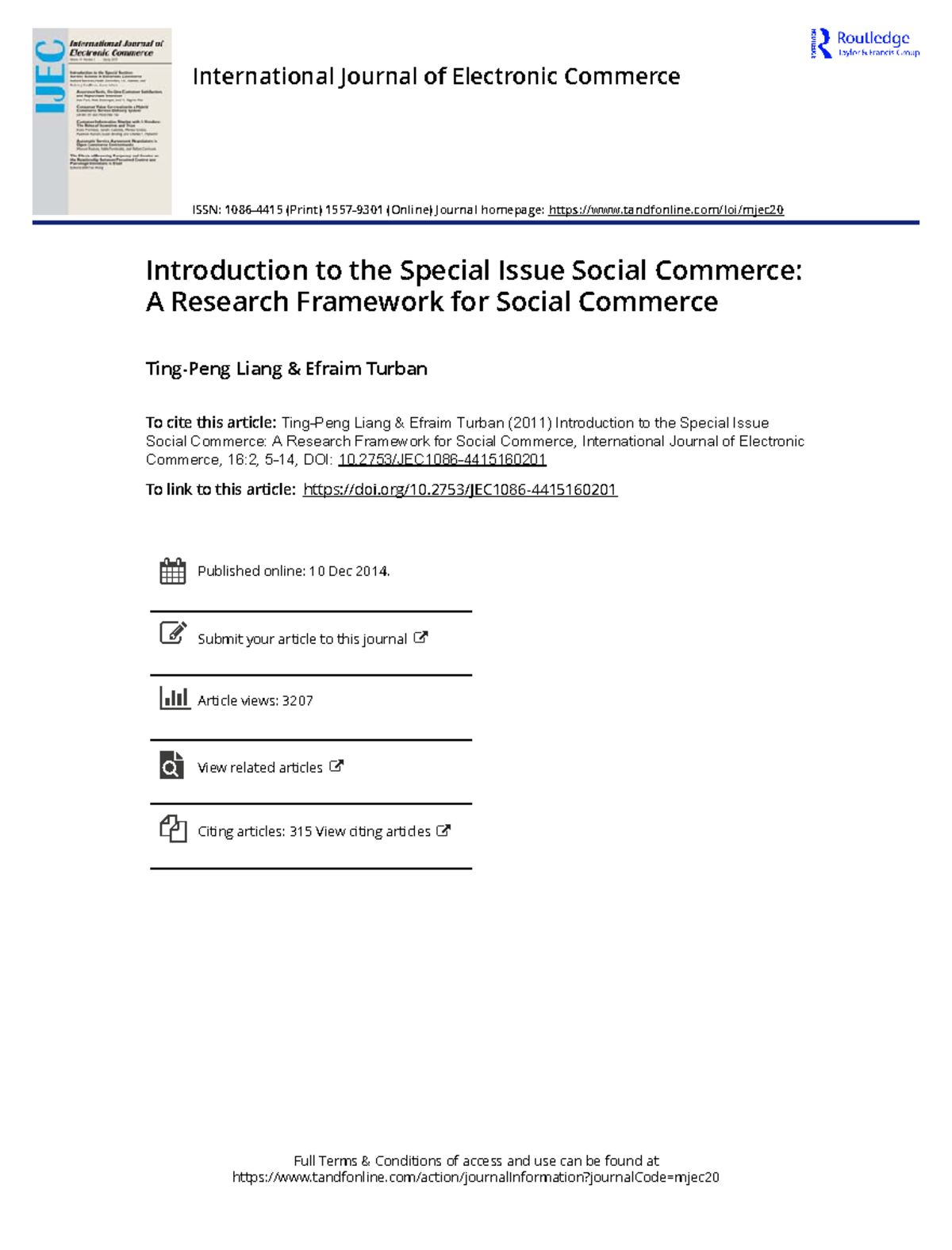 Social Commerce A Research Framework for Social Commerce - 2753/JEC1086- Published online: 10 ...
