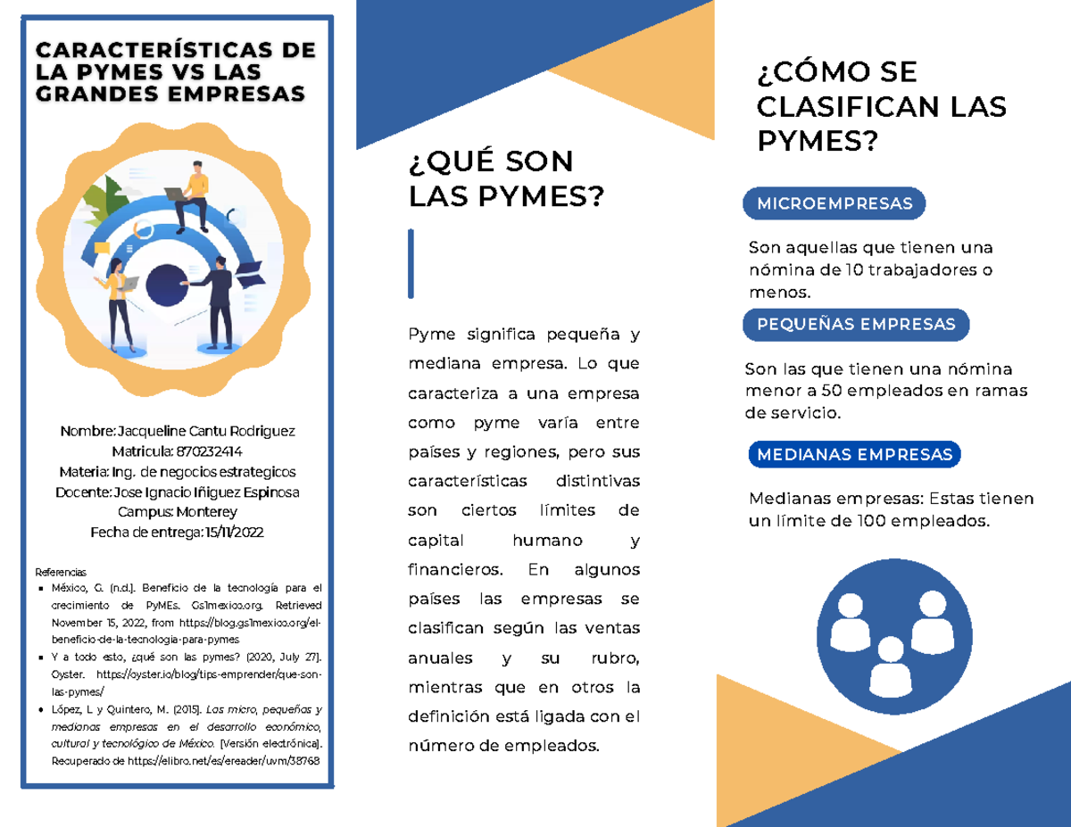 ACT#3 JCR Triptico ING DE Negocios - ¿QUÉ SON LAS PYMES? Pyme significa ...