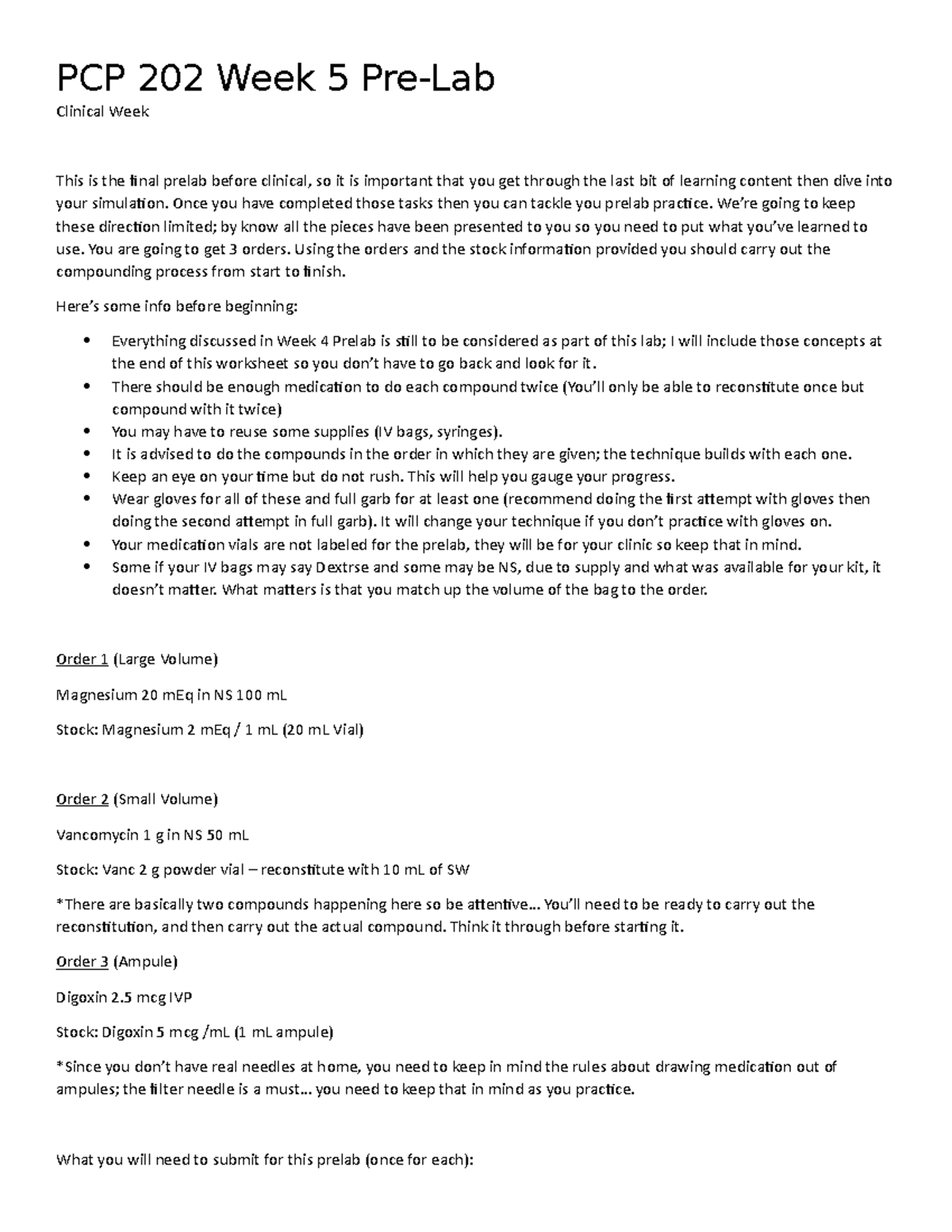 PCP202 Wk5Pre Lab - i have no idea just uploaded - PCP 202 Week 5 Pre-Lab Clinical Week This is ...