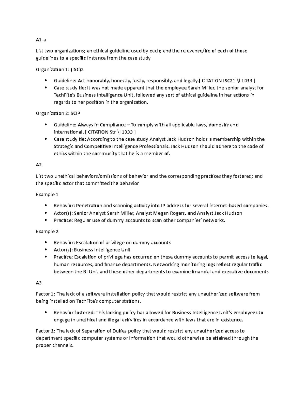 C841 Task 2 outline - A1-a List two organizations; an ethical guideline ...