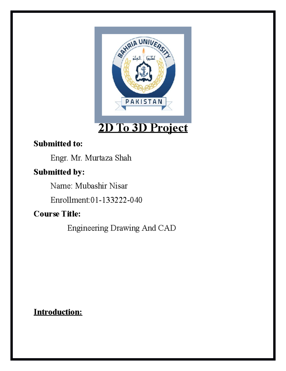2D To 3D Project - Electronic devices andd circuit - BU - Studocu