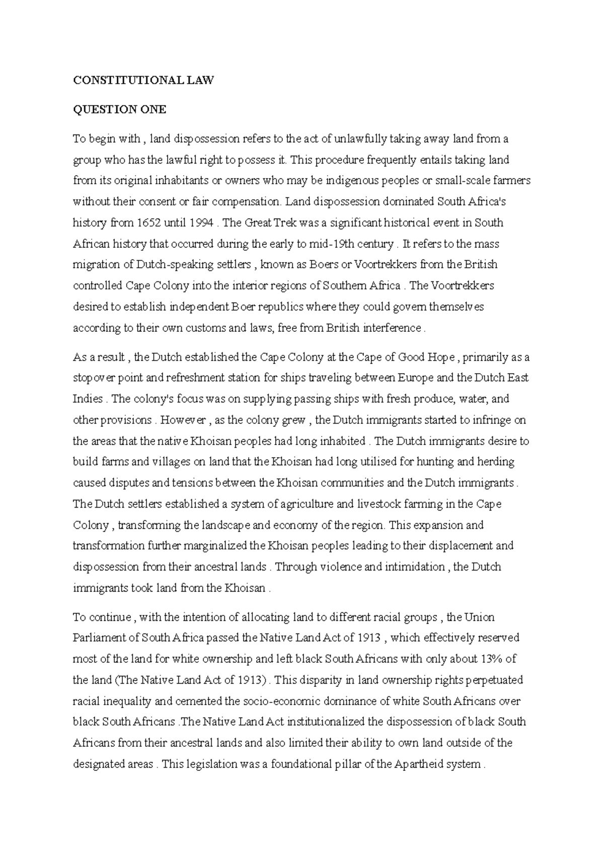 Constitutional LAW - Summary - CONSTITUTIONAL LAW QUESTION ONE To begin ...