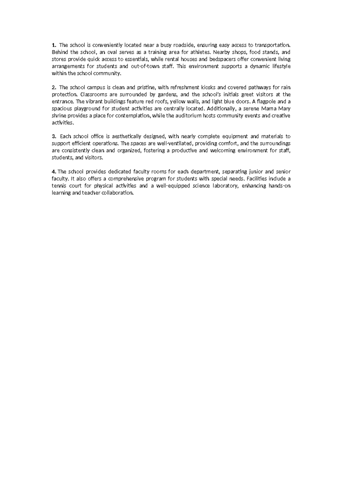 Fs1 1 - FS 1 Act. 1 Answer Guide - The school is conveniently located ...