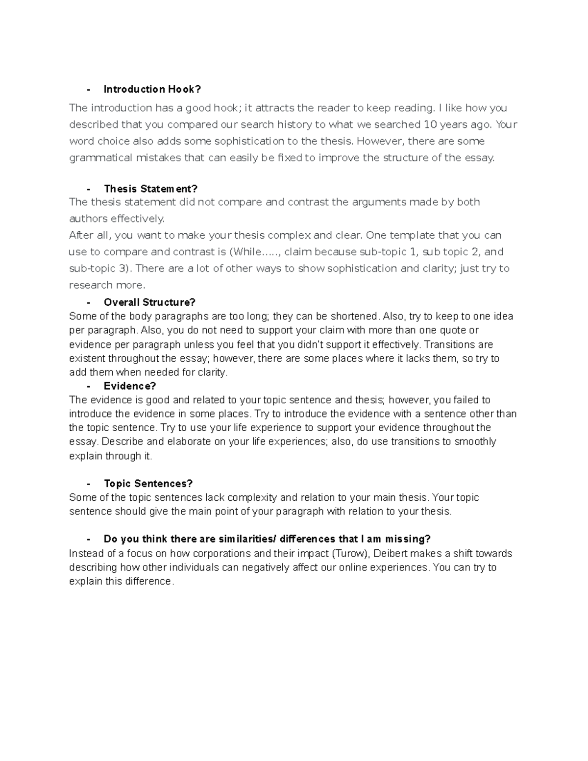 English Composition 2 - Professor Chichester - Peer Review ...