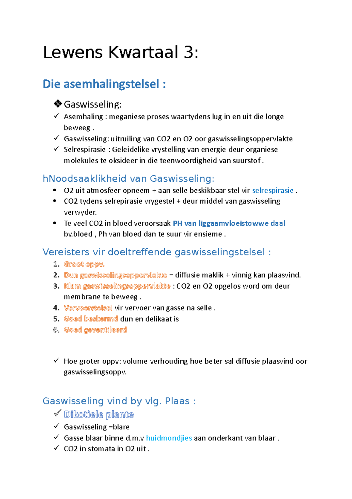 Lewens Kwartaal 3 - maklike opsomming - Lewens Kwartaal 3: Die ...