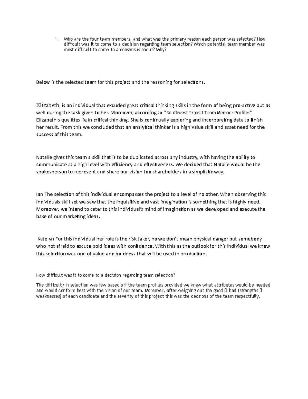 Who are the four team members FIN - Who are the four team members, and ...