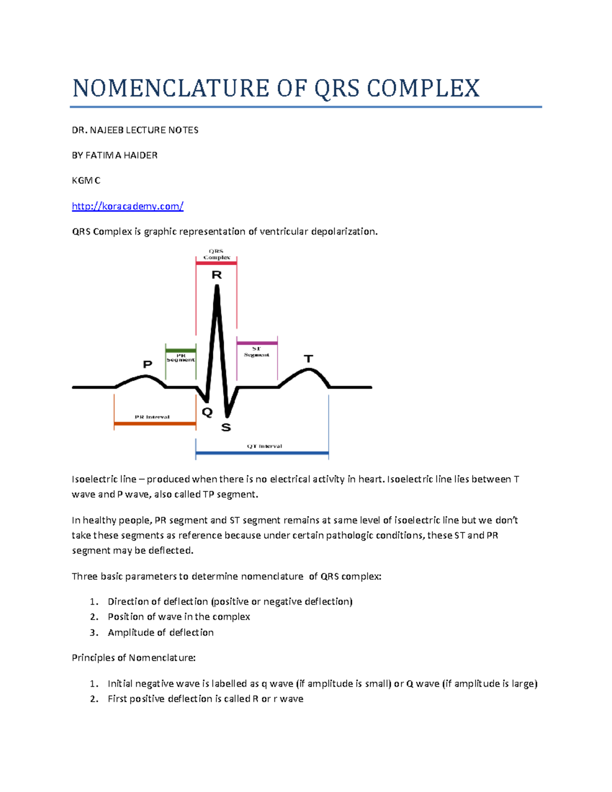 07 - Nomenclature OF QRS Complex 0 - NOMENCLATURE OF QRS COMPLEX DR ...