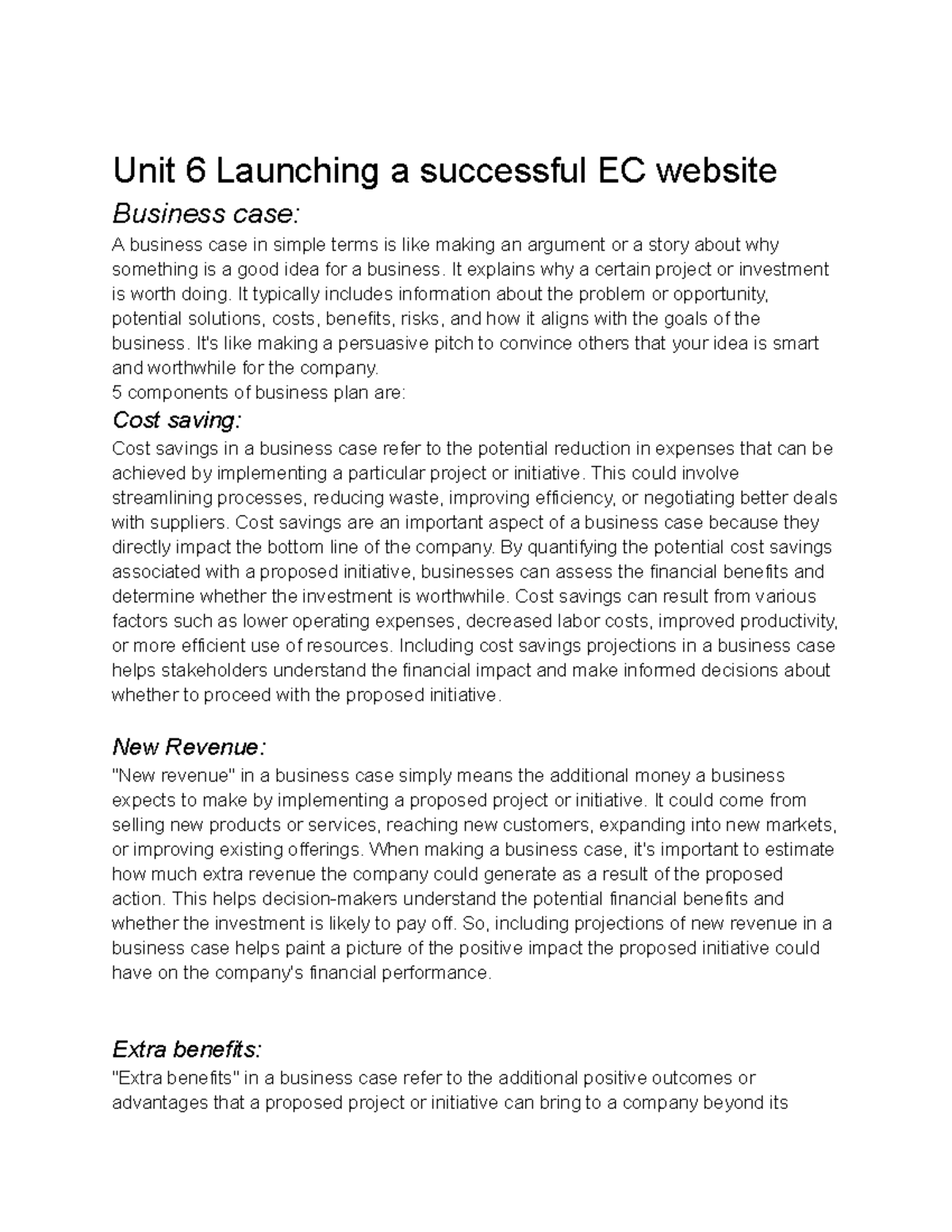 Unit 6 Launching a successful EC website - Unit 6 Launching a ...