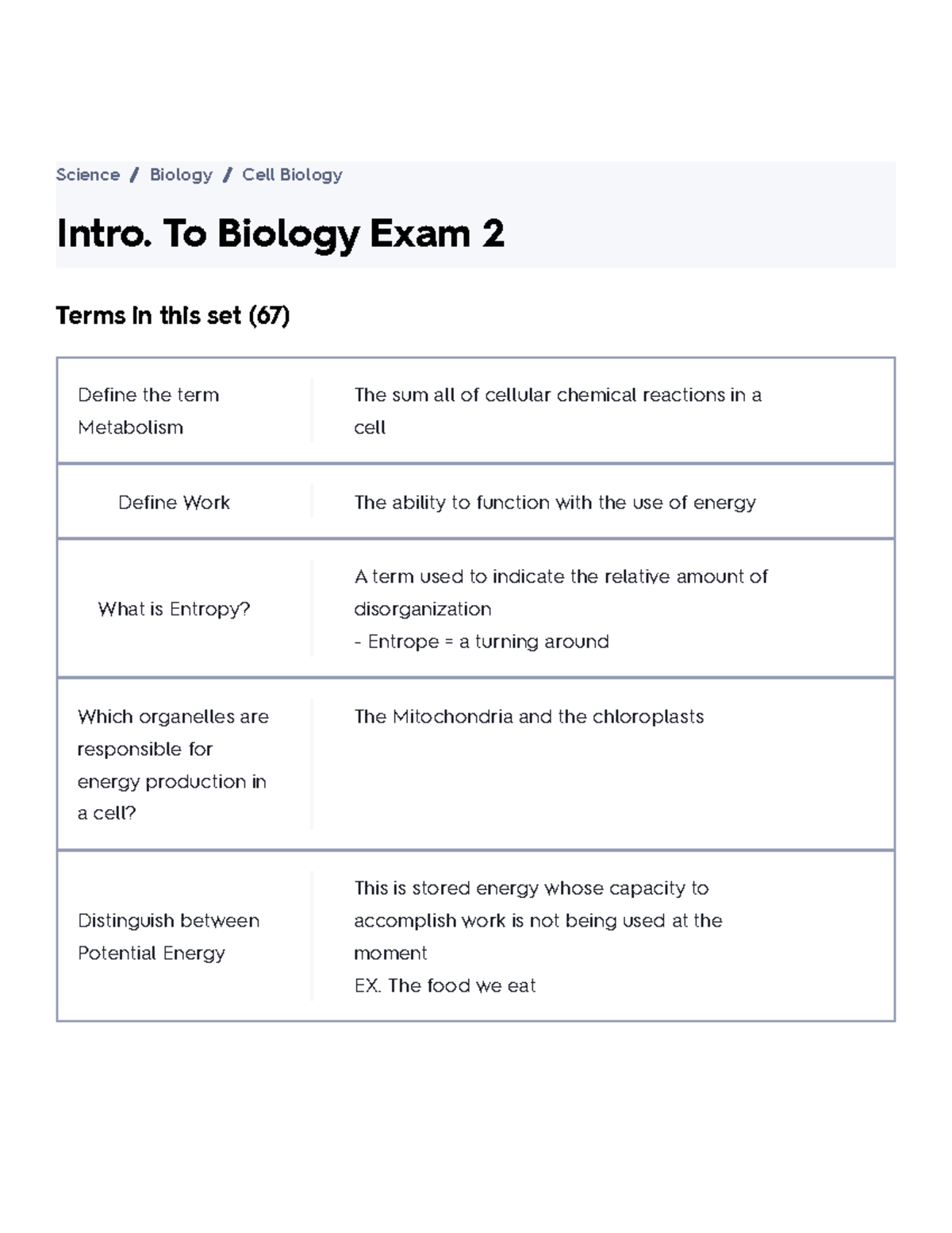 Intro. To Biology Exam 2 Flashcards Quizlet - Intro. To Biology Exam 2 Science Biology Cell ...