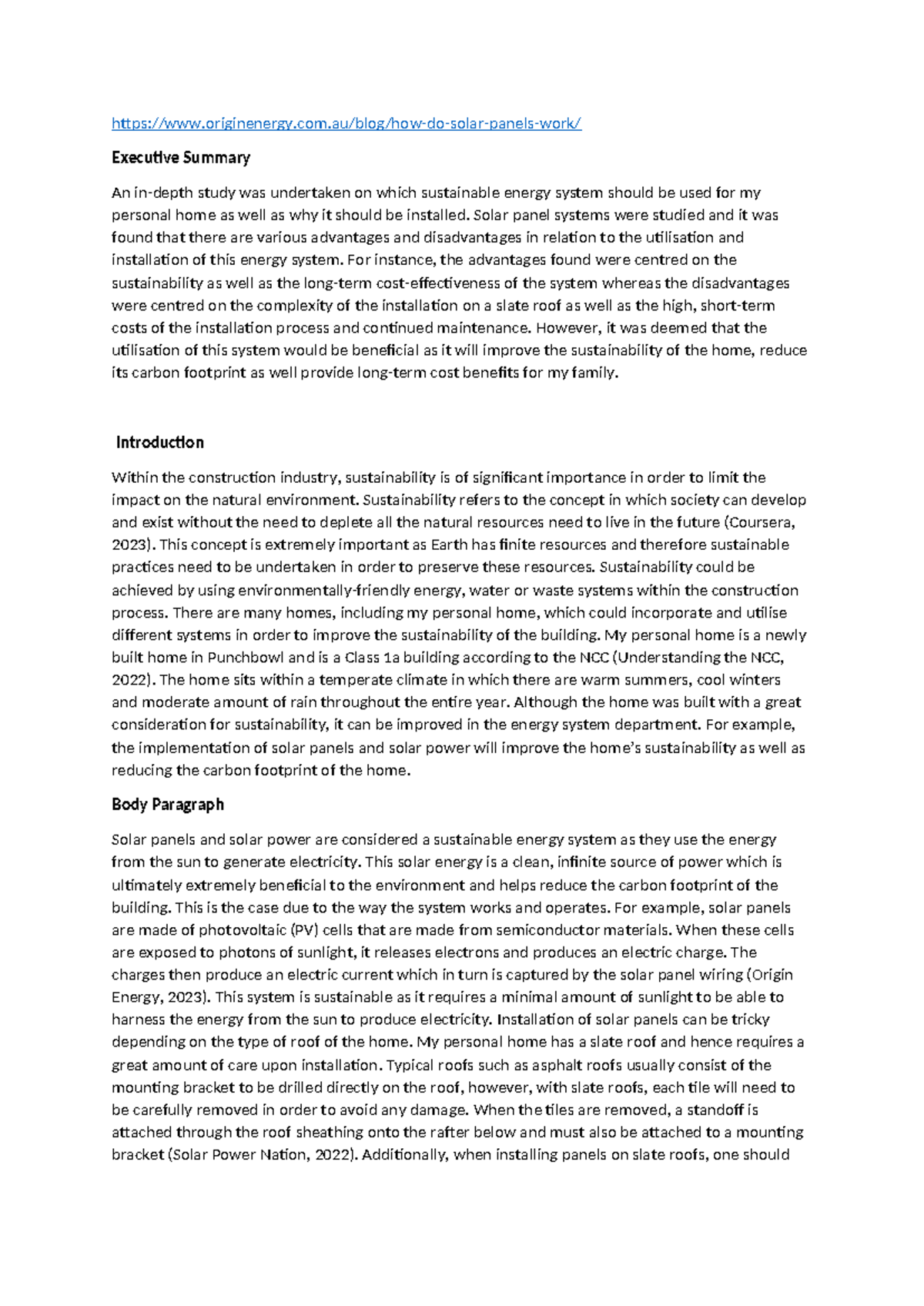 Solar Panel 1000 WORD Assignment Started 1 - originenergy.com/blog/how ...