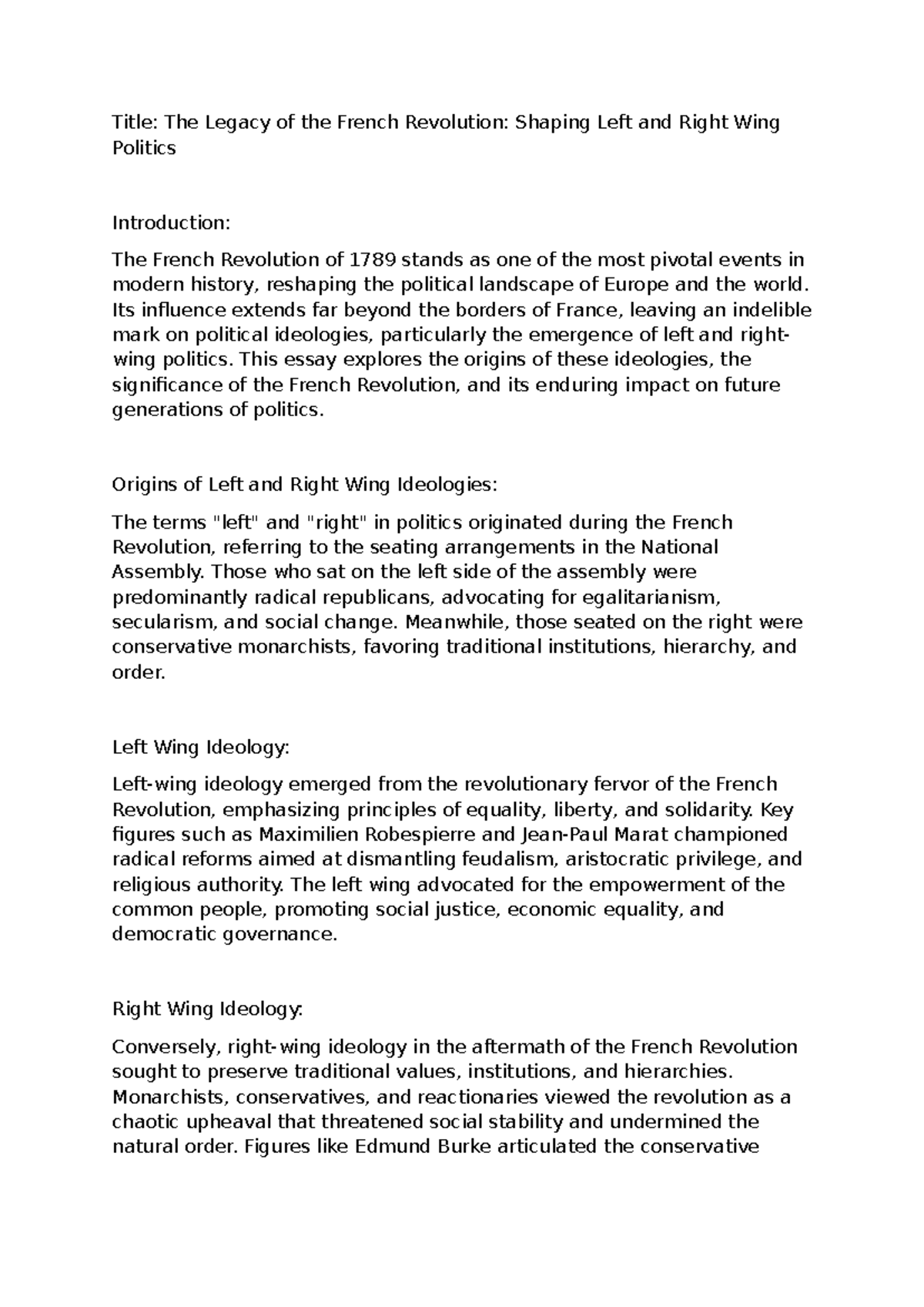 A summary of French Revolution - Title: The Legacy of the French ...