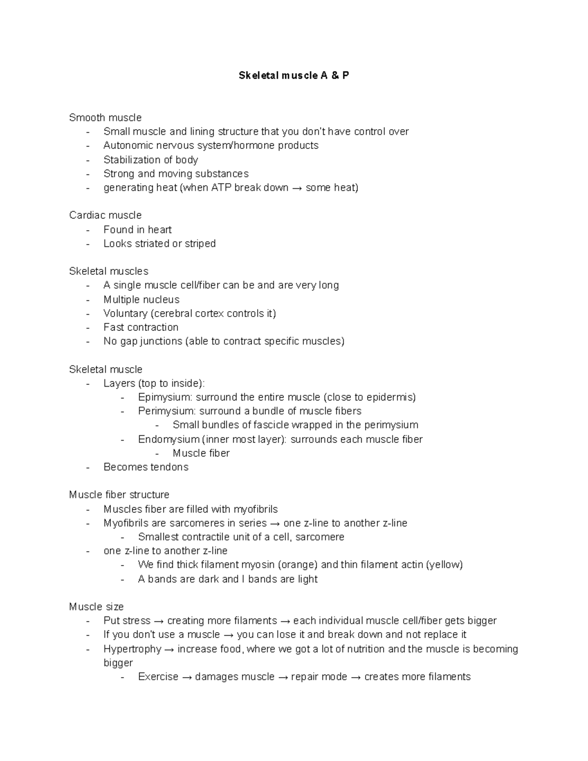 Skeletal muscle A & P - Skeletal muscle A & P Smooth muscle Small ...