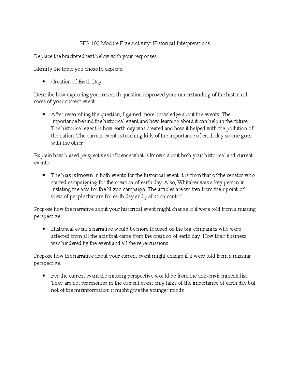 HIS 100 Module Five Activity Historical Interpretations - HIS 100 ...